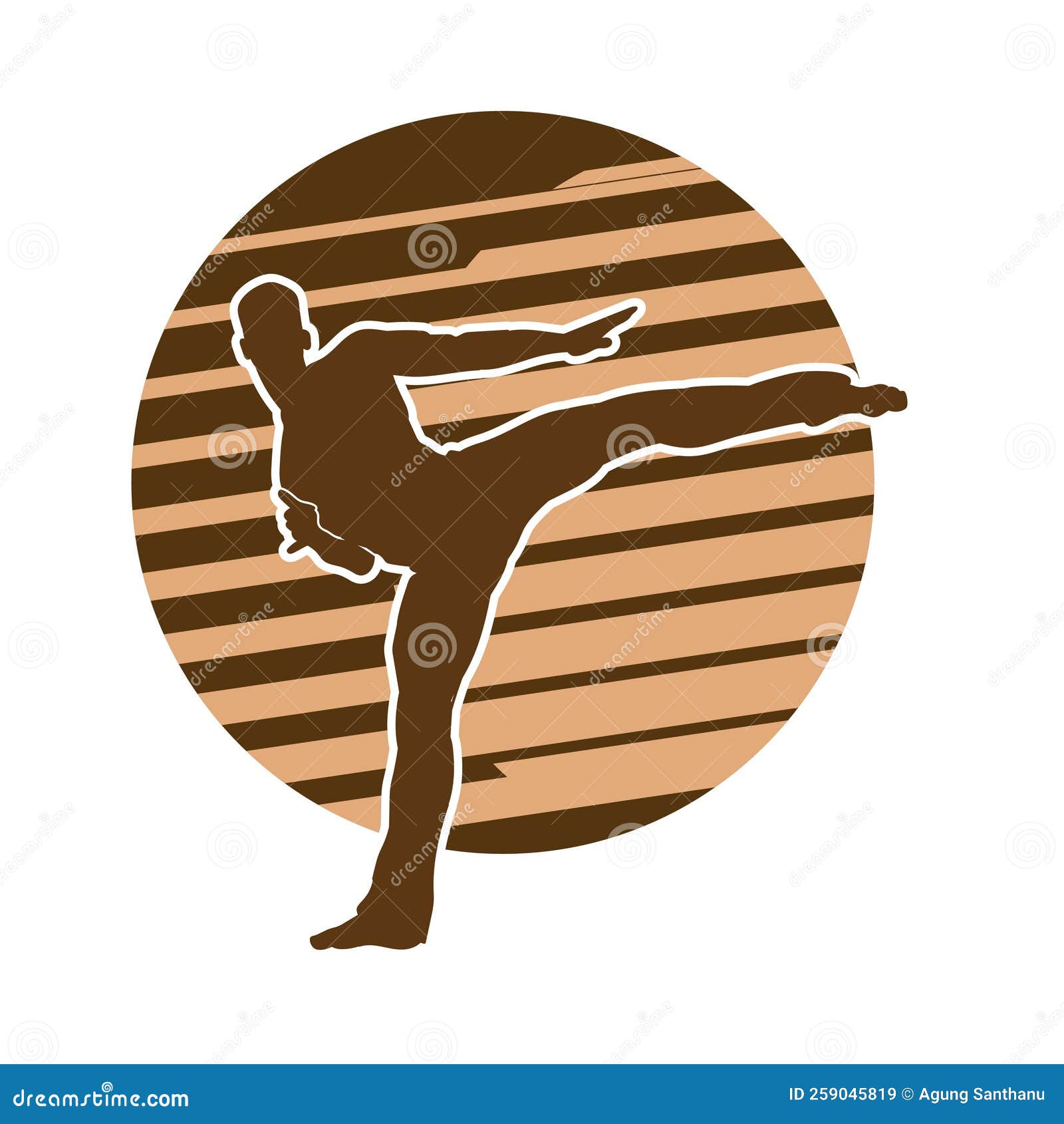 Kickboxer Kicking, Mixed Martial Arts Fighter One Line Art. Continuous ...