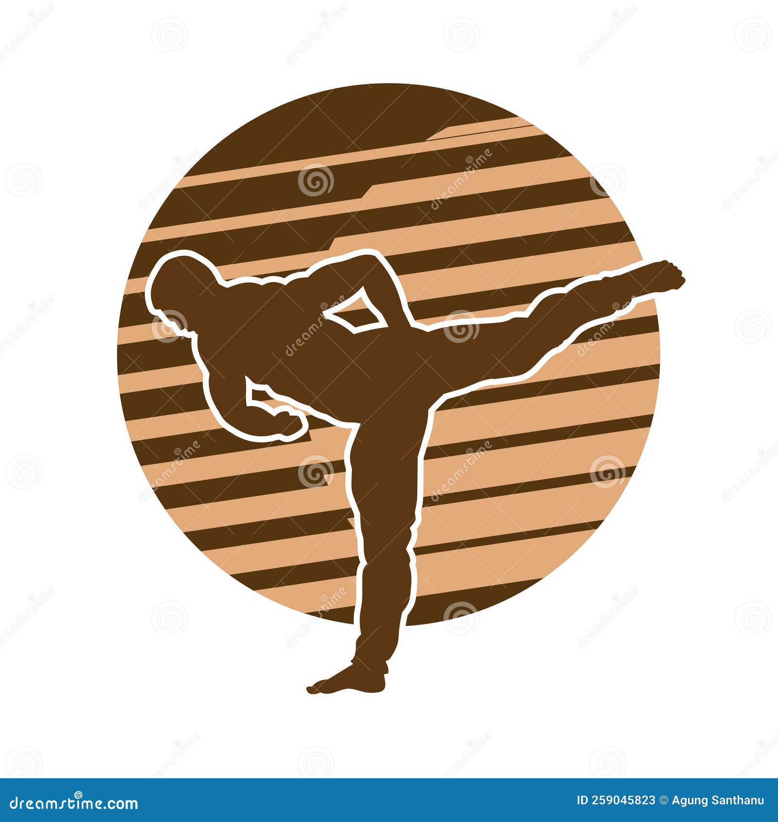 Silhouette of a Kickboxer Athlete Kicking Action Pose. Stock Vector ...