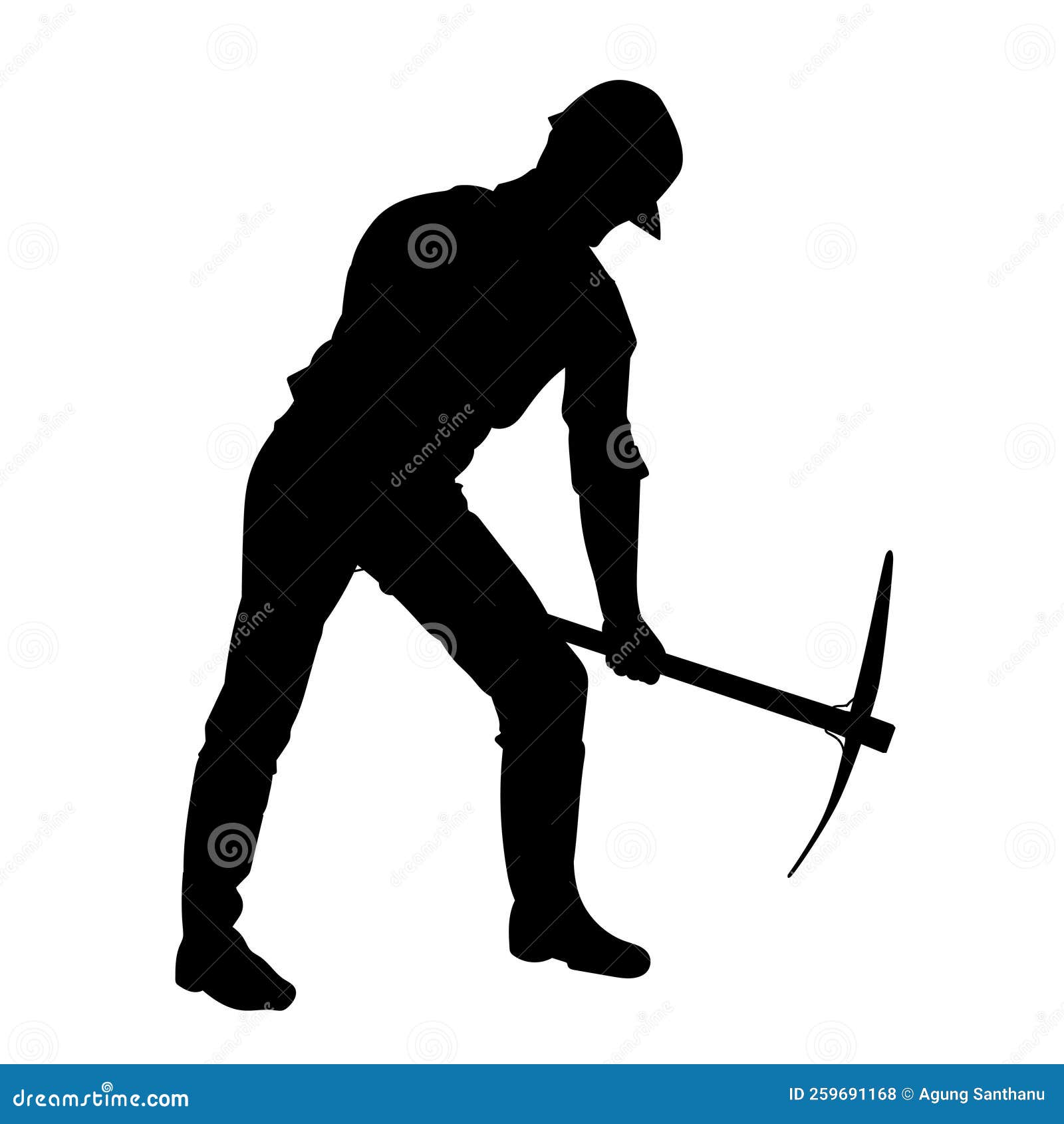 Silhouette of a Worker Swinging His Mattock Tool. Stock Vector ...