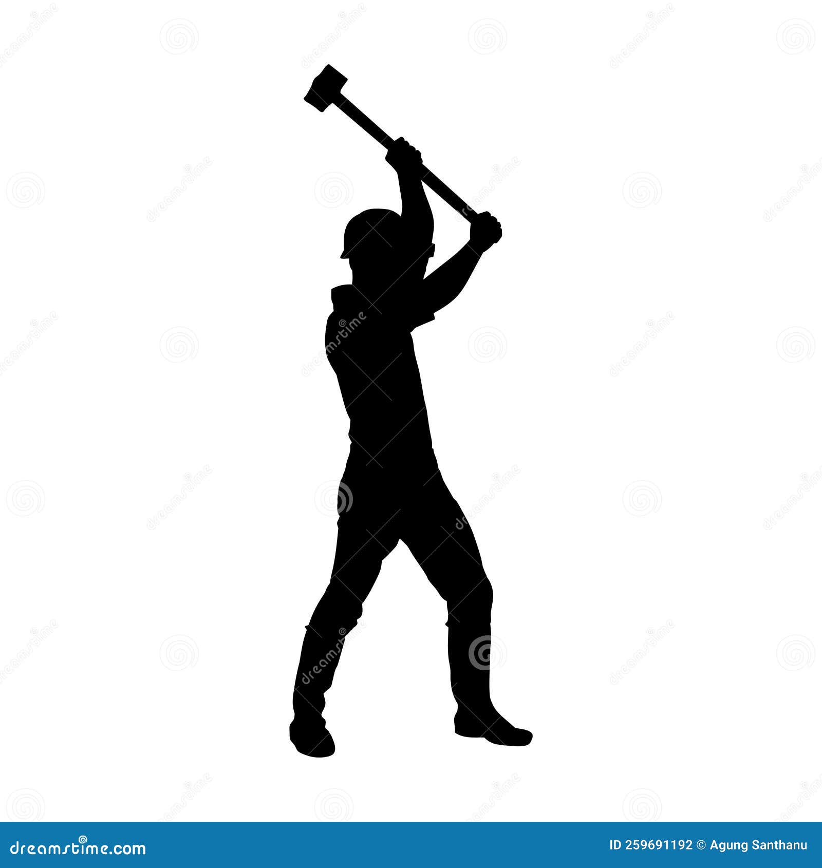Silhouette of a Worker Swinging His Sledge Hammer. Stock Vector ...