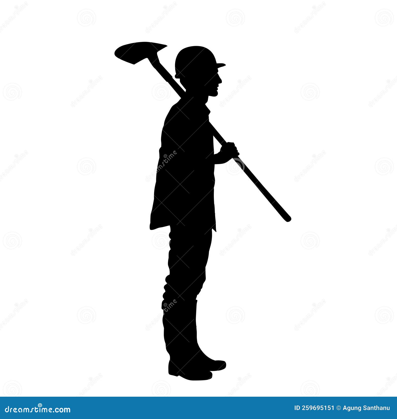 Silhouette of a Male Construction Worker Digging Ground with a Shovel ...