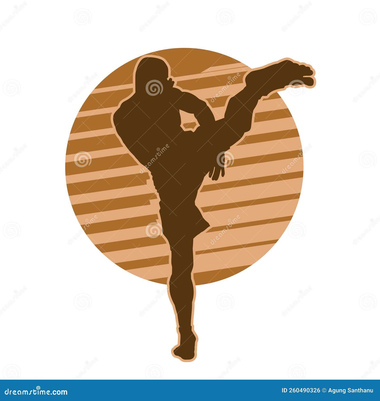 Silhouette of a Kickboxer Athlete Kicking Action Pose. Stock Vector ...