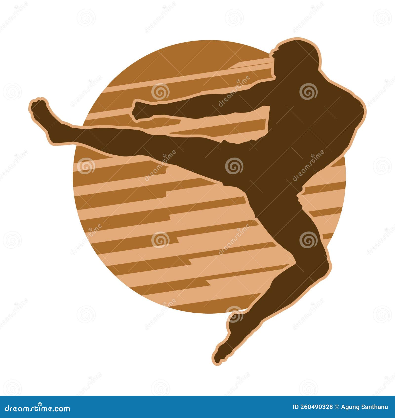Silhouette of a Martial Art Man Jump Kick Action Pose. Stock Vector ...