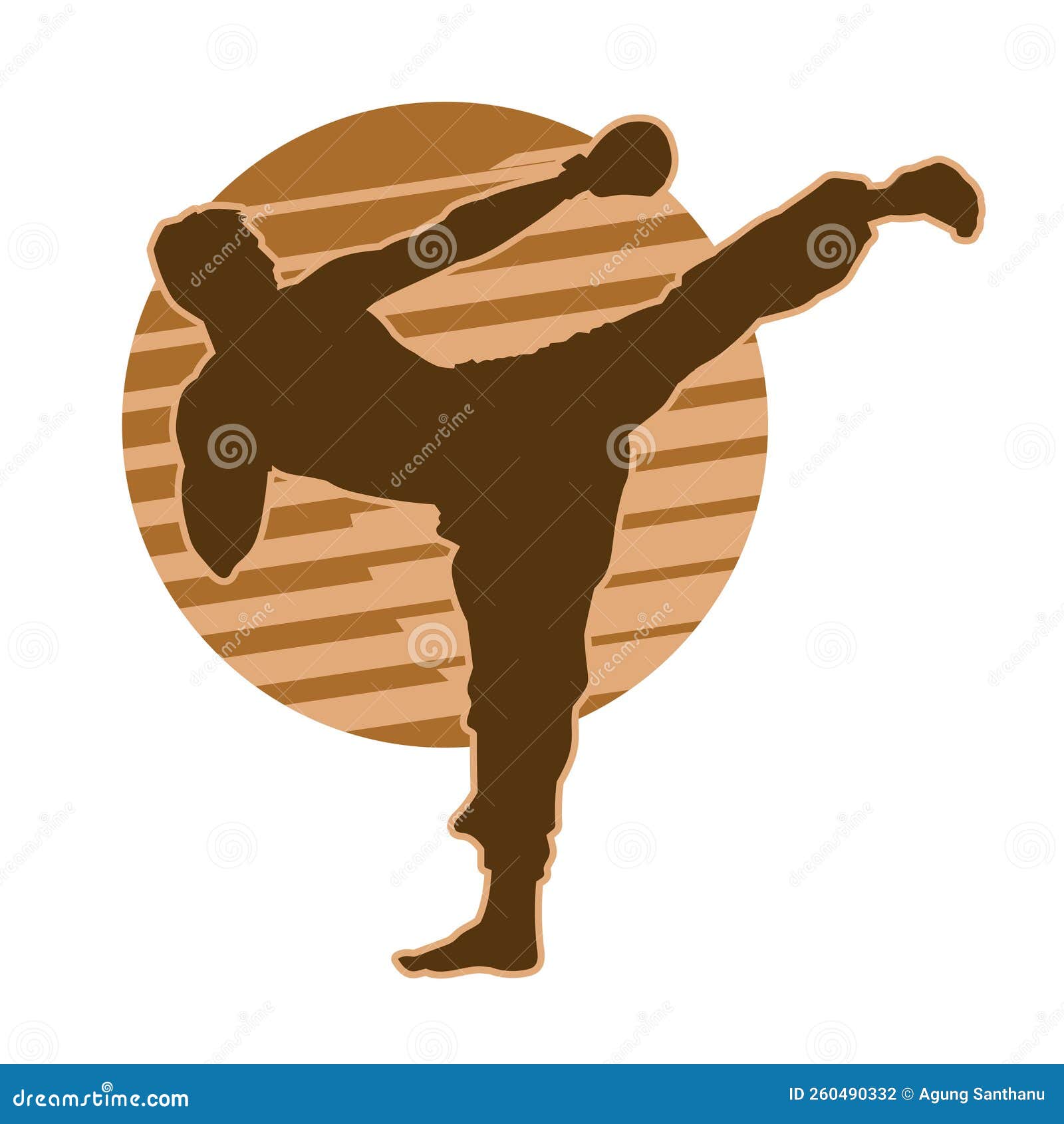 Silhouette of a Kickboxer Athlete Kicking Action Pose. Stock Vector ...