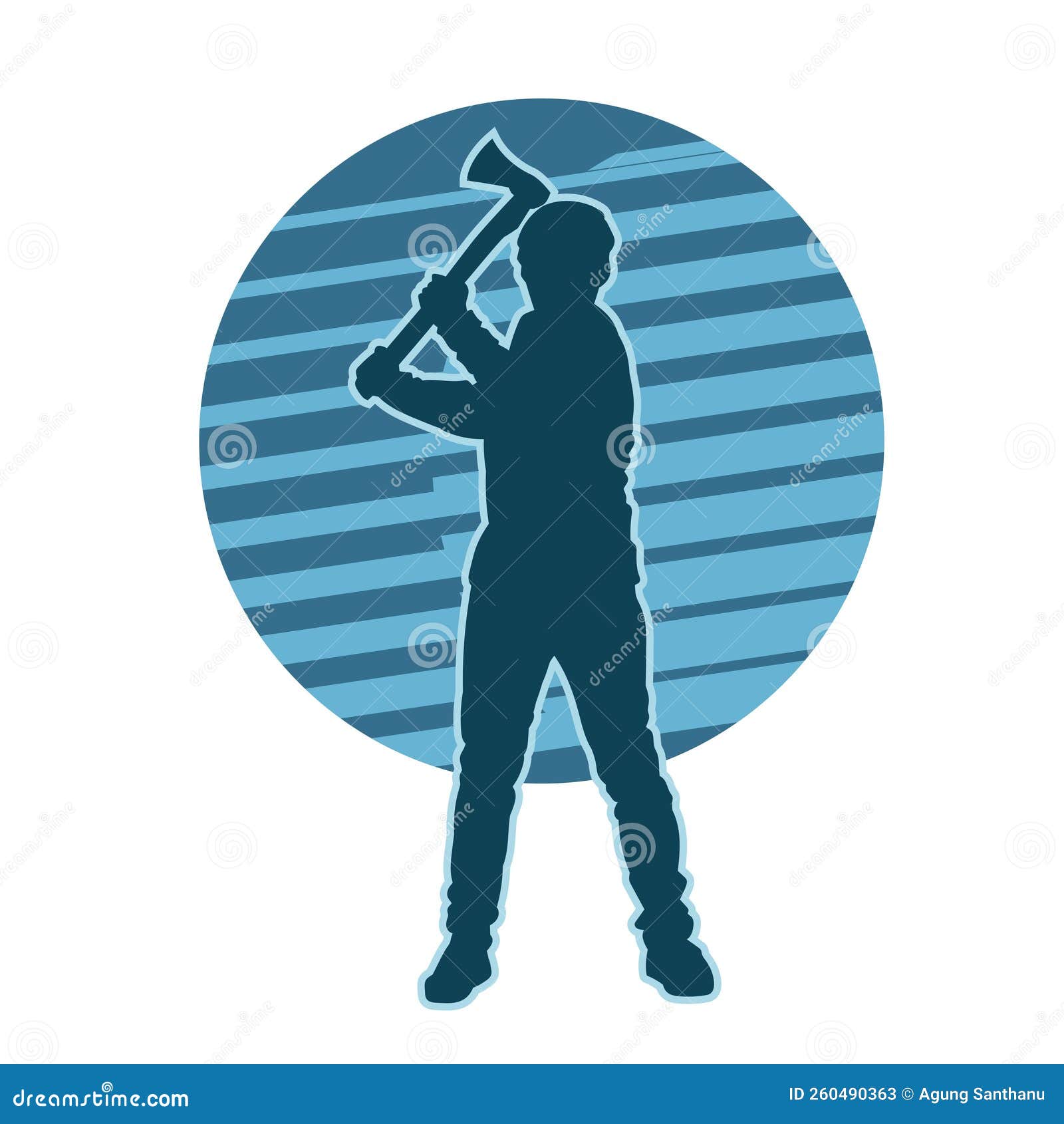 Silhouette of a Worker Swinging His Axe. Stock Vector - Illustration of ...