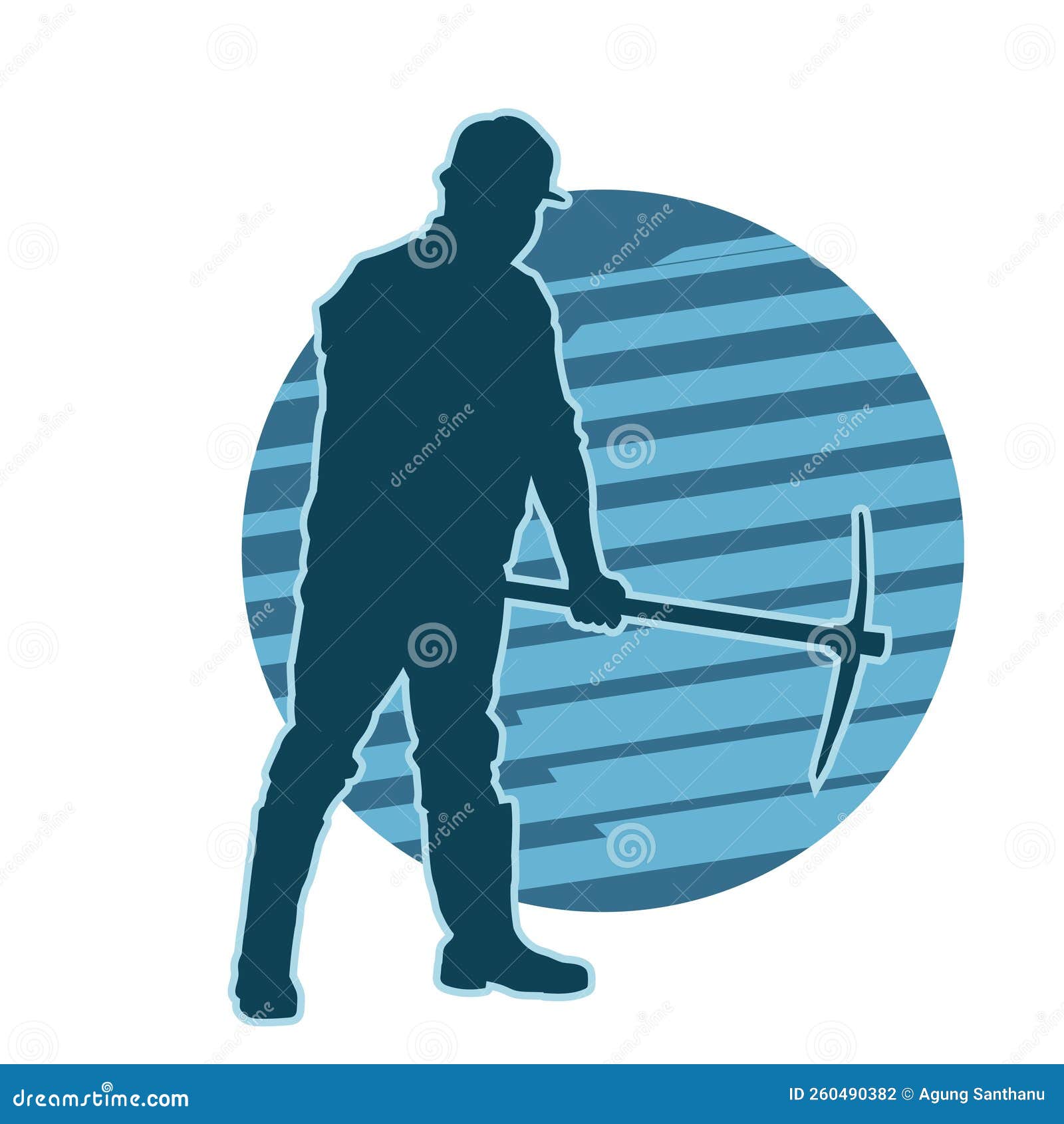 Silhouette of a Worker Using Mattock Stock Vector - Illustration of ...