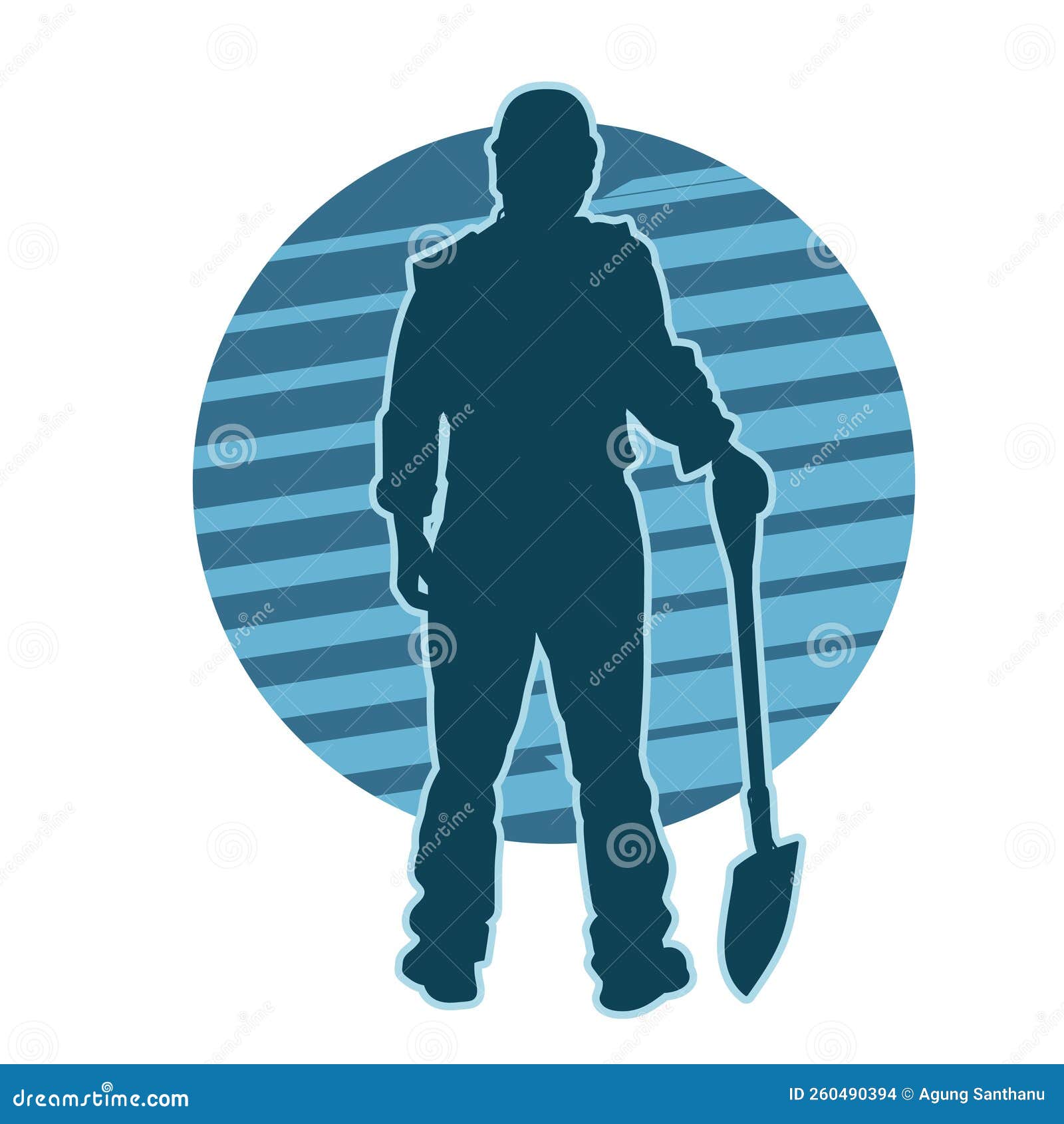 Silhouette of a Male Construction Worker Ready To Dig with His Shovel ...