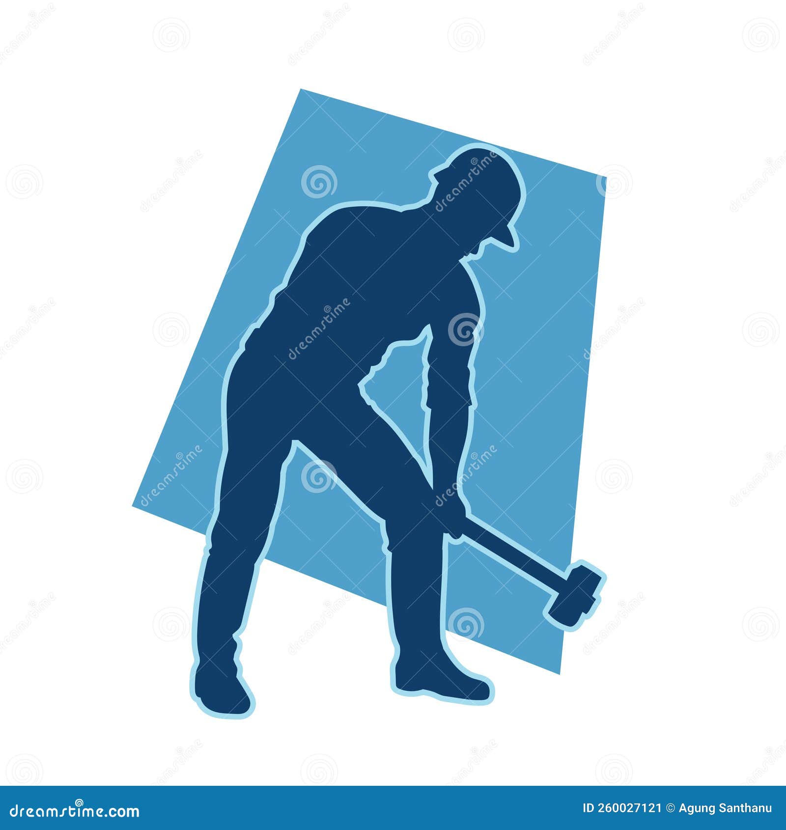 Silhouette of a Worker Swinging His Sledge Hammer. Stock Vector ...