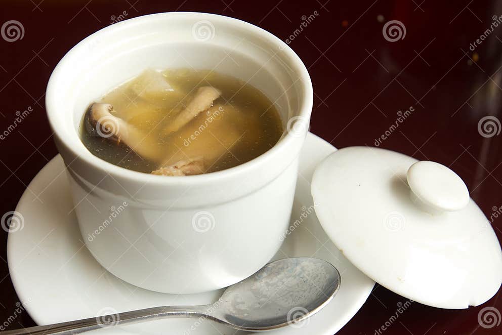 Abalone Chicken Mushroom Soup Stock Image - Image of bowl, herb: 19990197