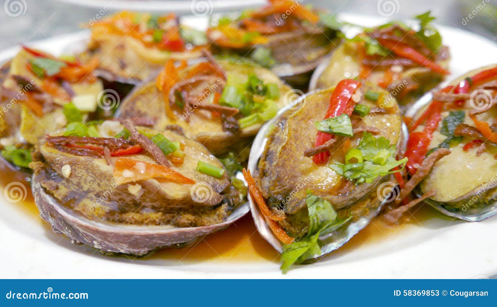 Abalone ormer seafood meal stock image. Image of table - 58369853