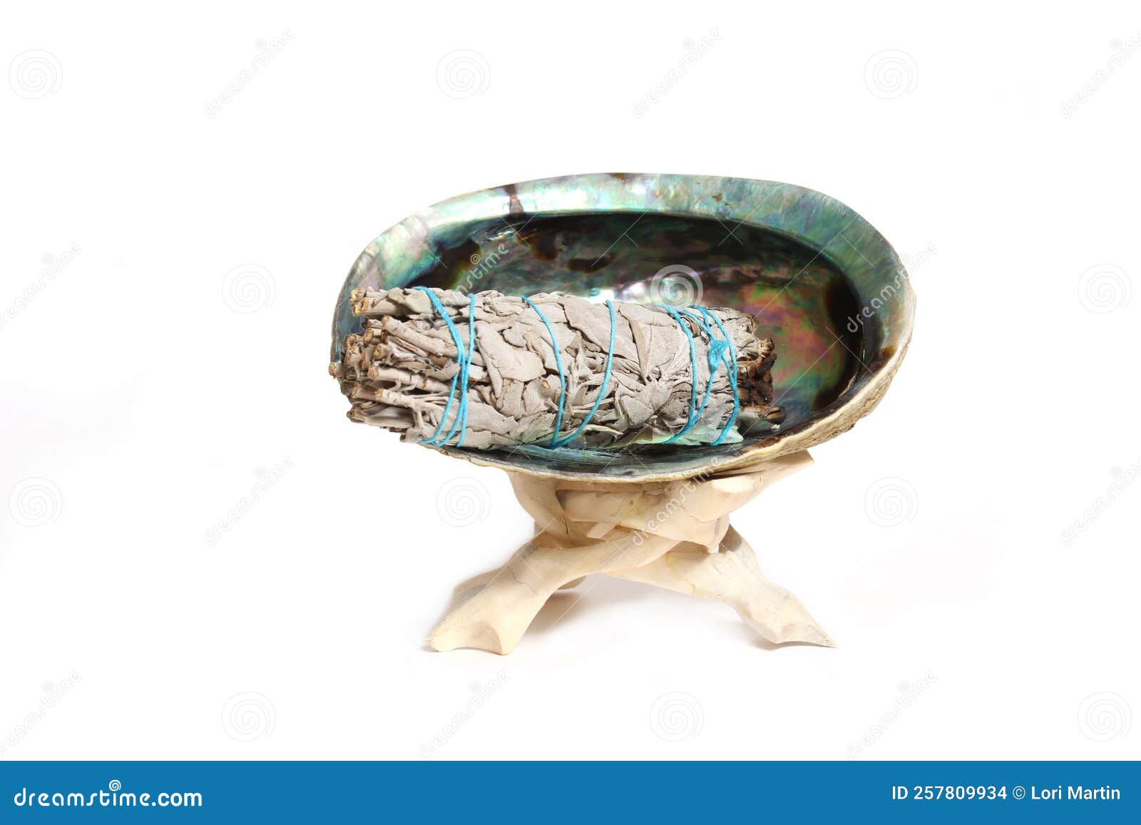 Abalone Shell with Sage Incense for Cleansing and Purification Stock ...