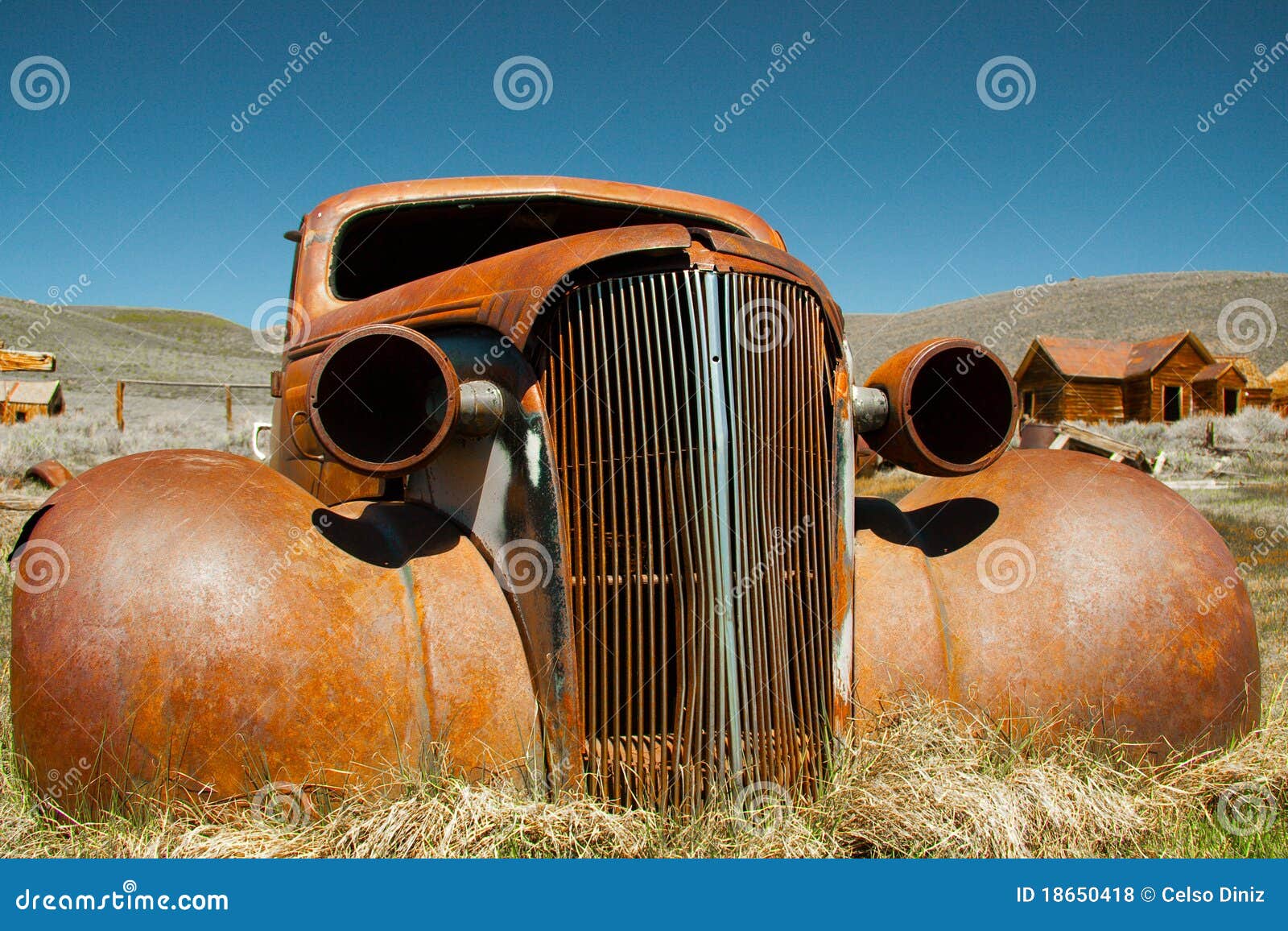 Abandoned Shell of American Car Stock Photo - Image of shell, wooden ...
