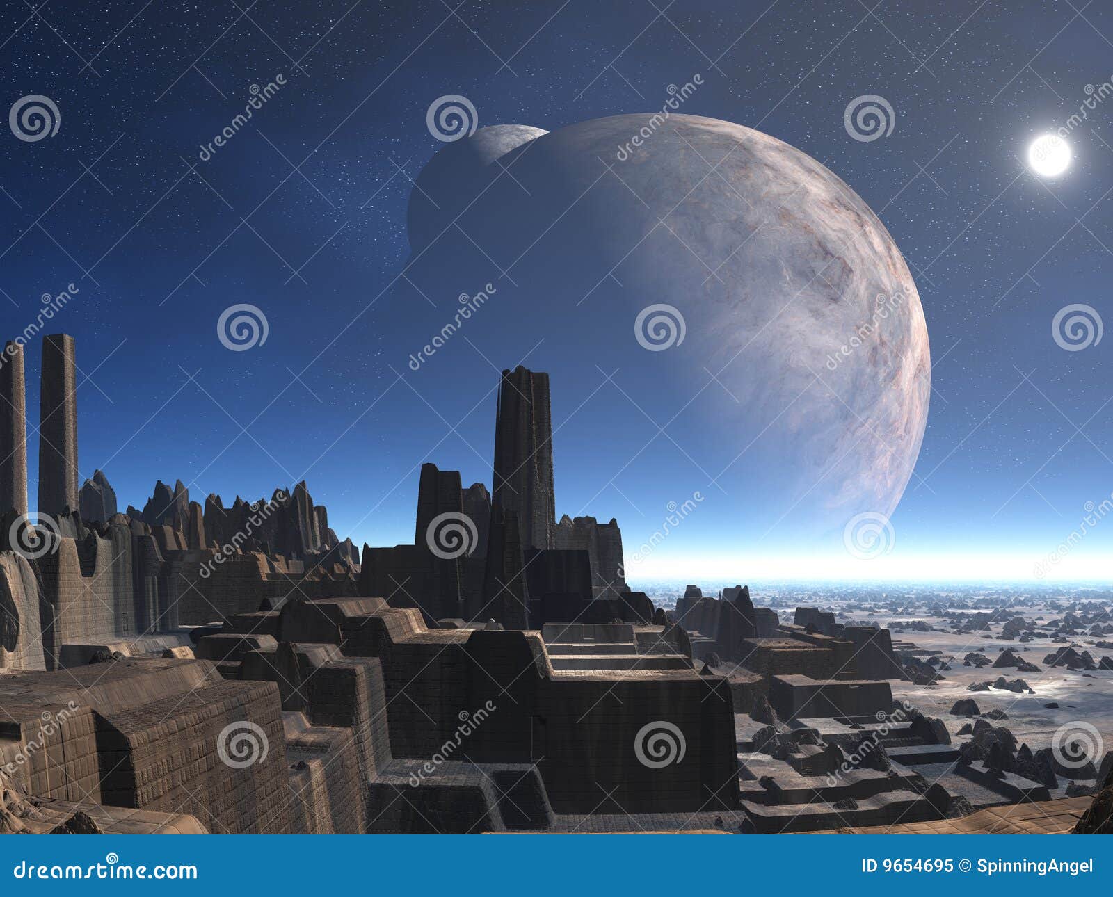 Abandoned Alien City stock illustration. Illustration of apocalypse ...