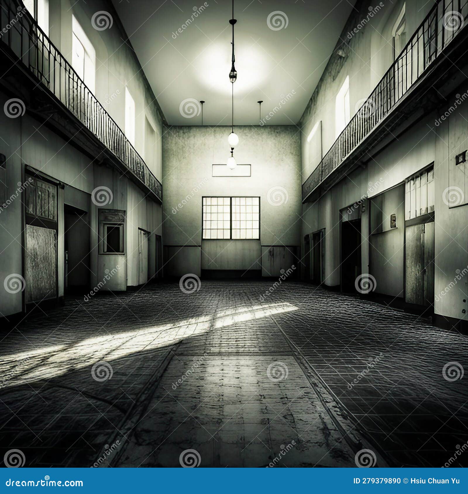 Abandoned Asylum with Eerie Lights and Suspenseful Atmosphere, Created ...