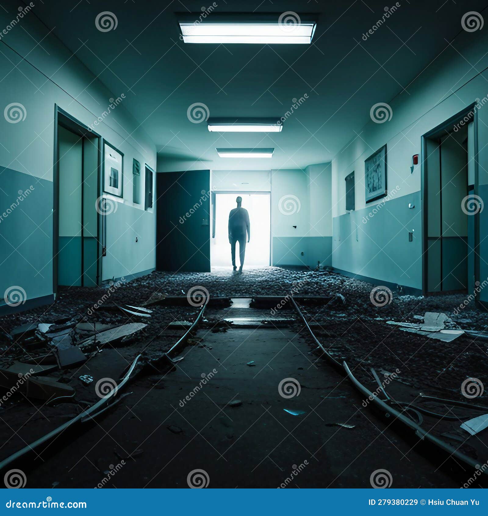 Abandoned Asylum with Eerie Lights and Suspenseful Atmosphere, Created ...