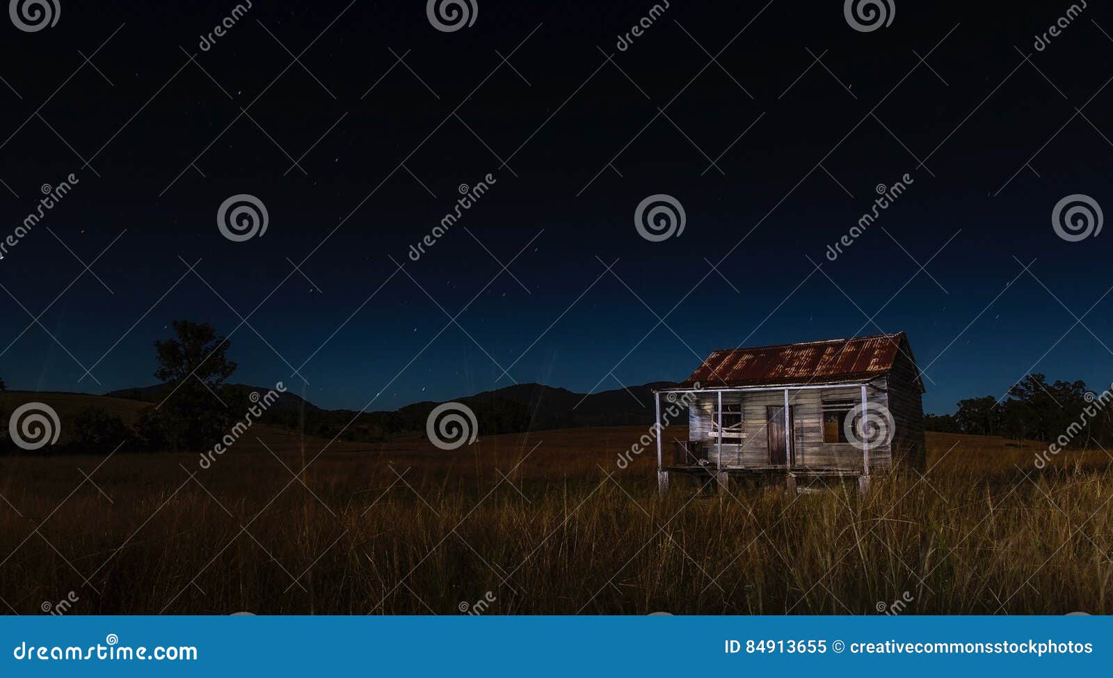 Abandoned Barn In Countryside At Night Picture. Image: 84913655