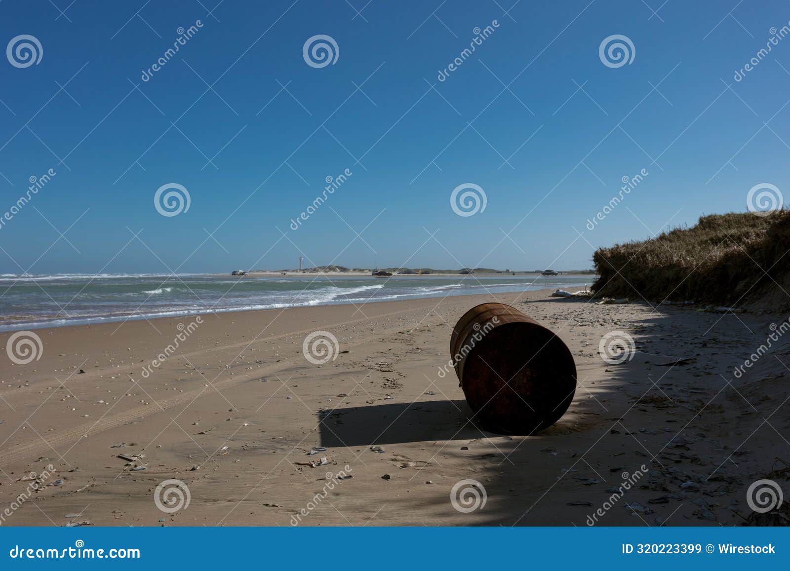Abandoned Barrel Rests on a Sandy Beach by the Sea Stock Image - Image ...