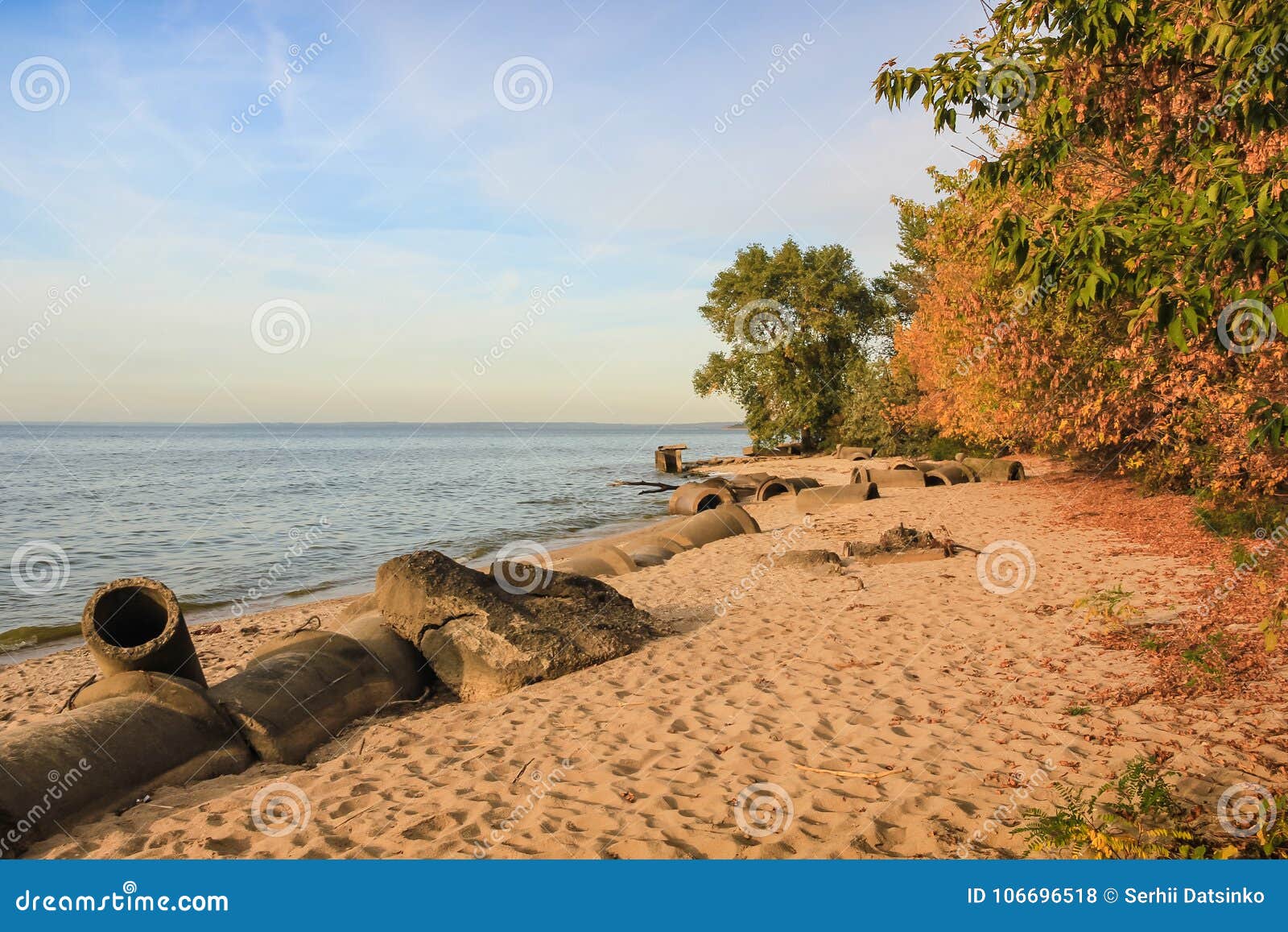 Abandoned Beach Embankment Destruction after the Storm Stock Photo ...