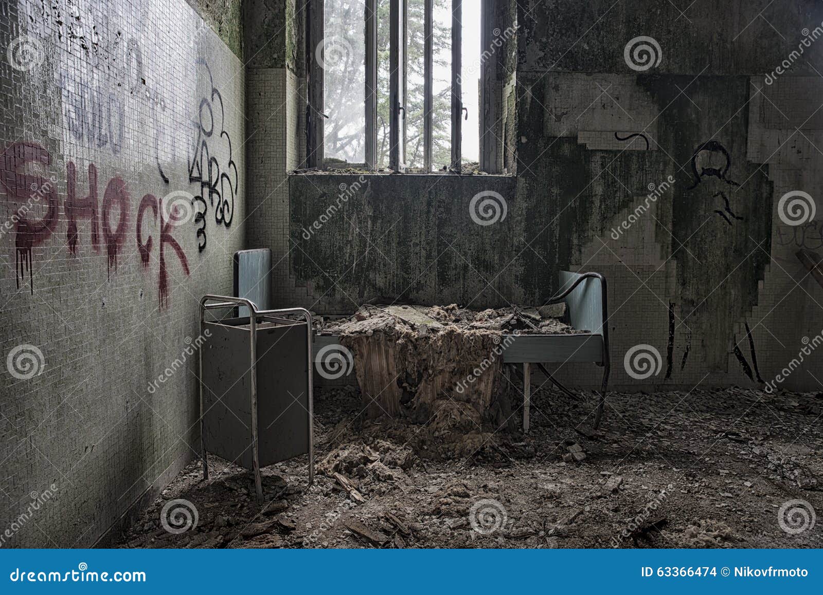Abandoned Bedroom Of A House With Old Forgotten Beds. Royalty-Free ...