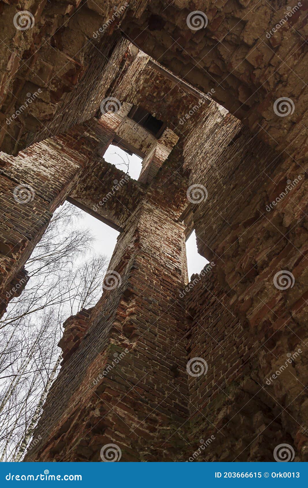 Abandoned Bell Tower Inside View from the Bottom Up Stock Image - Image ...