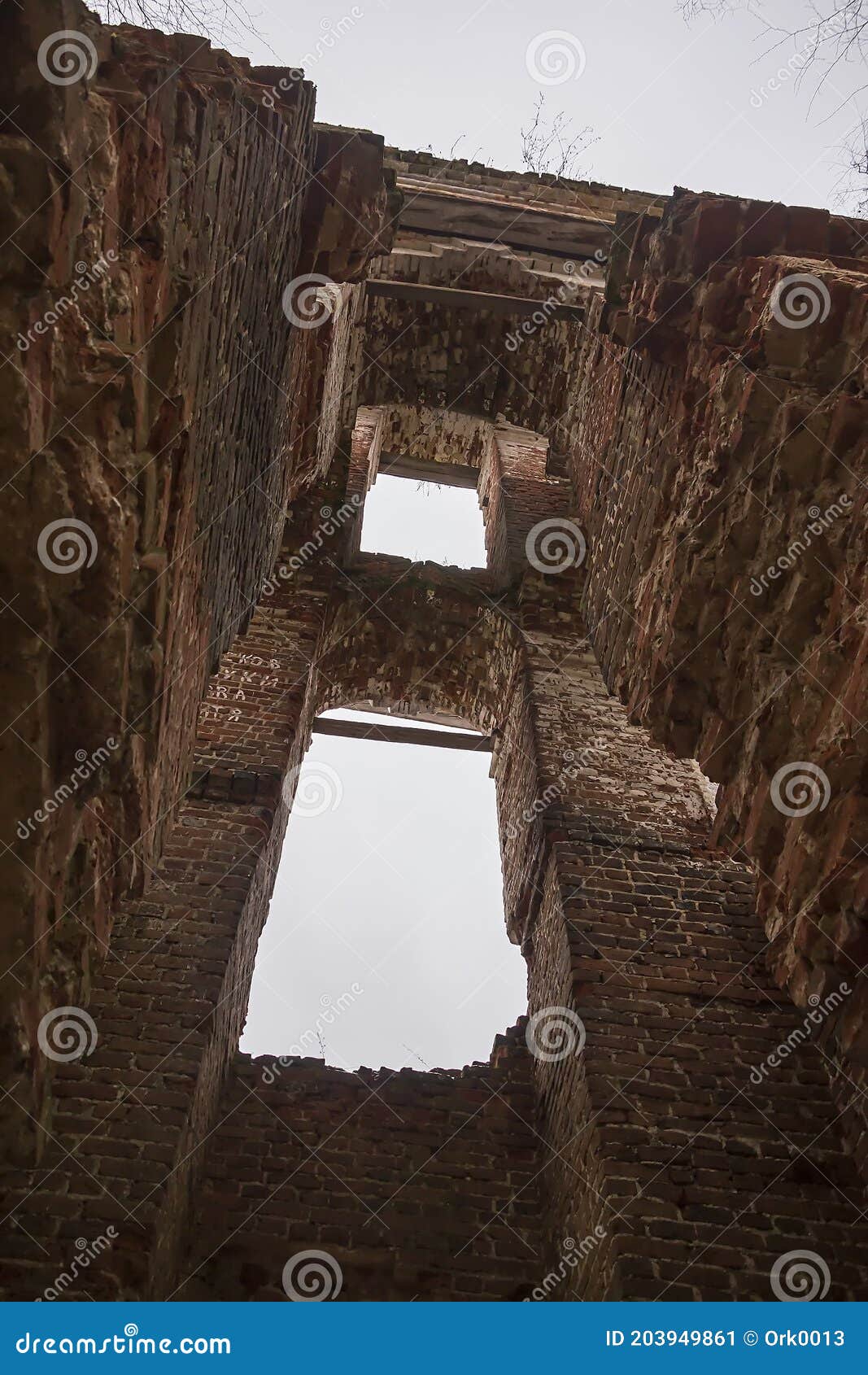 Abandoned Bell Tower Inside View from the Bottom Up Stock Image - Image ...