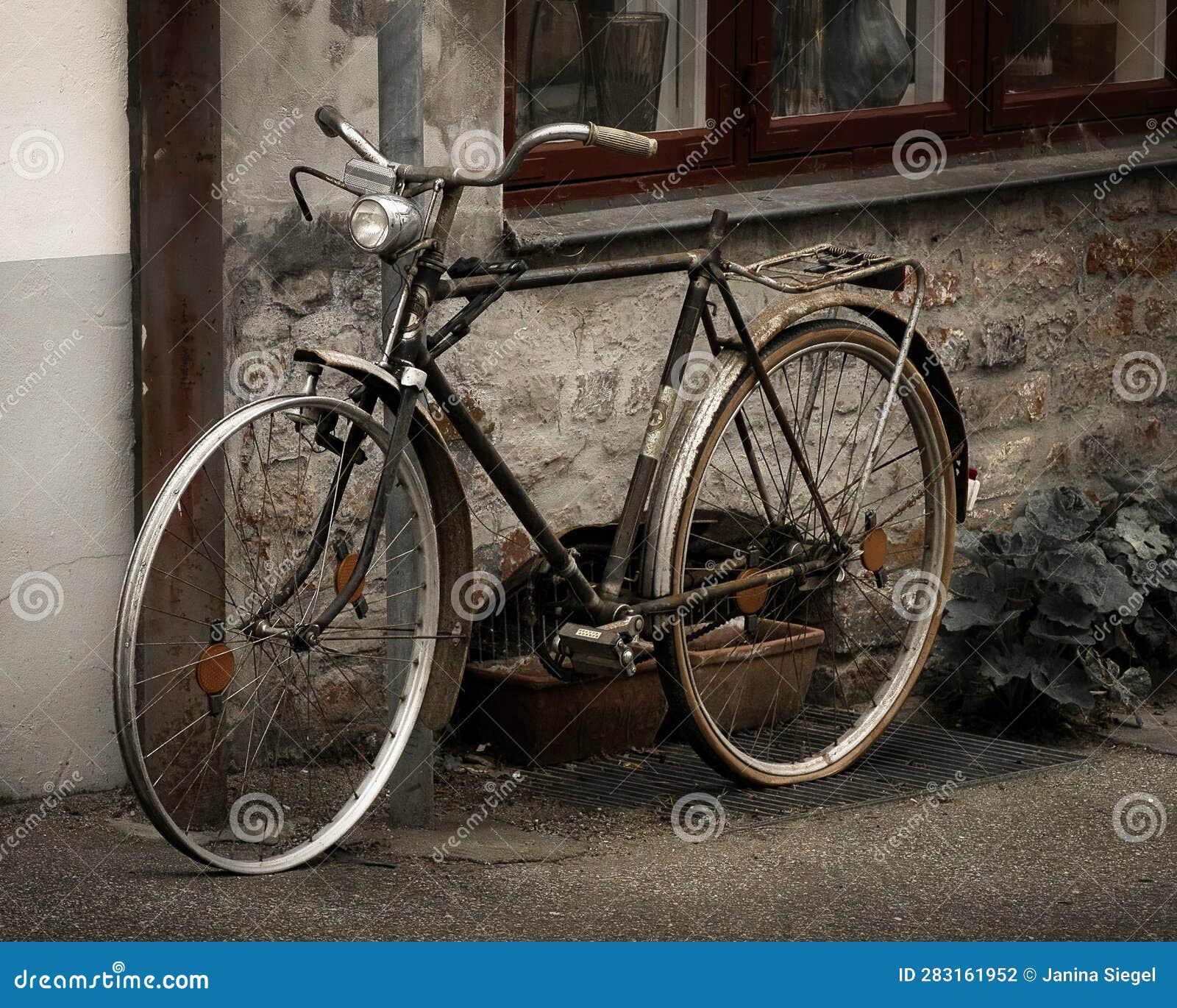 An Abandoned Bicycle on an Empty Street Stock Photo - Image of ...