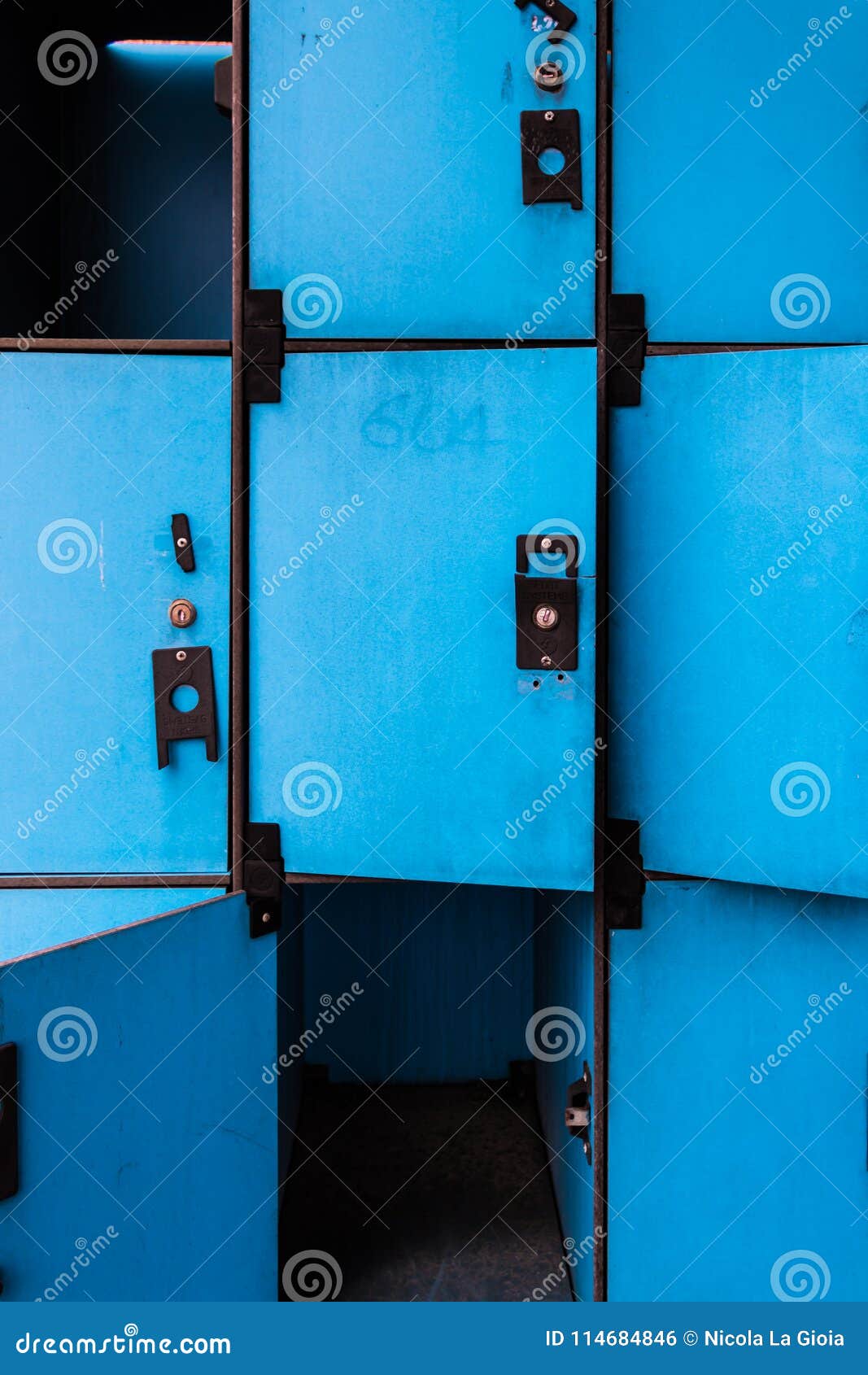 Abandoned Blue Locker with Broken Locks Stock Photo - Image of broken ...