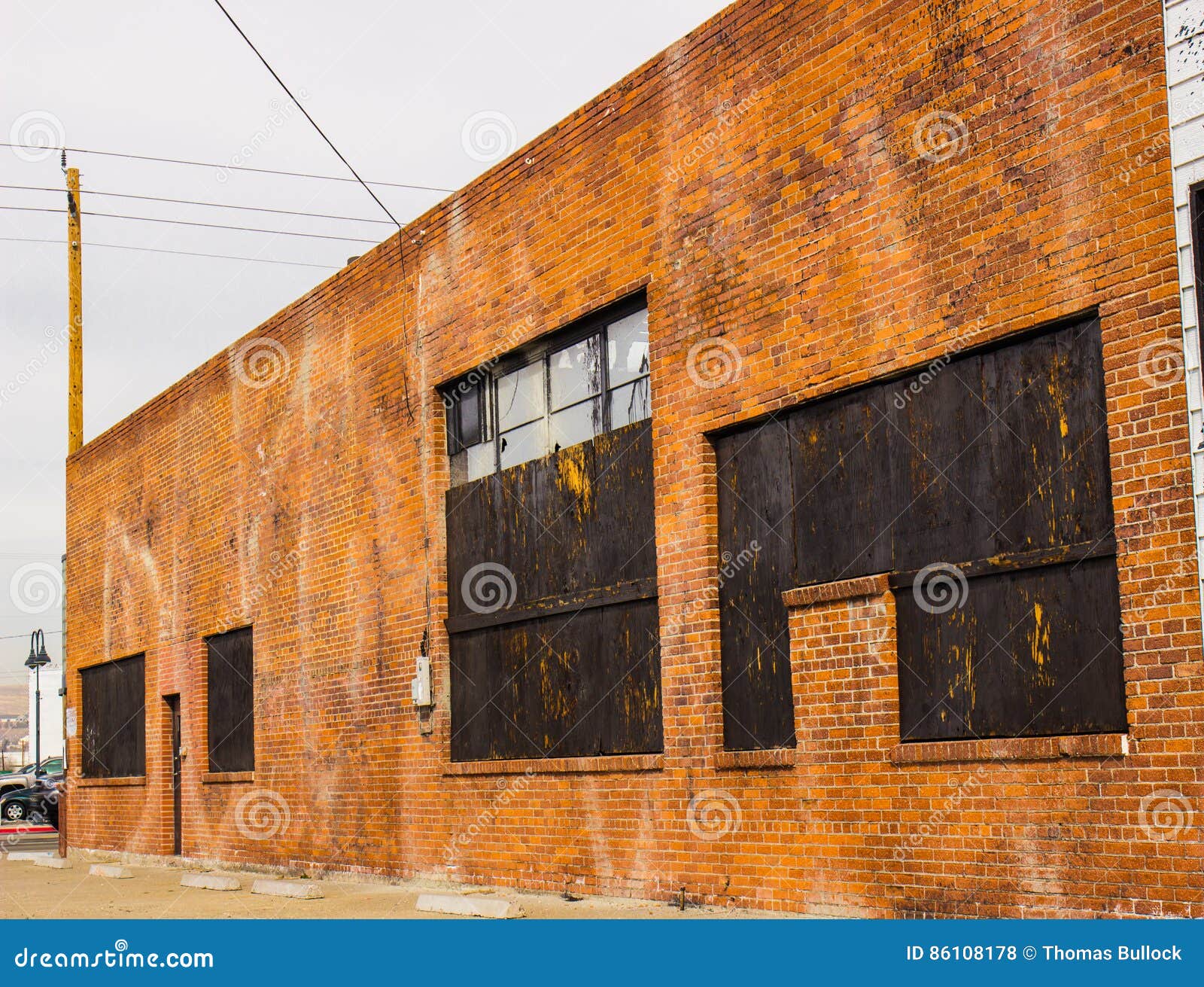 Abandoned Boarded Up Brick Commercial Building Stock Photo - Image of ...