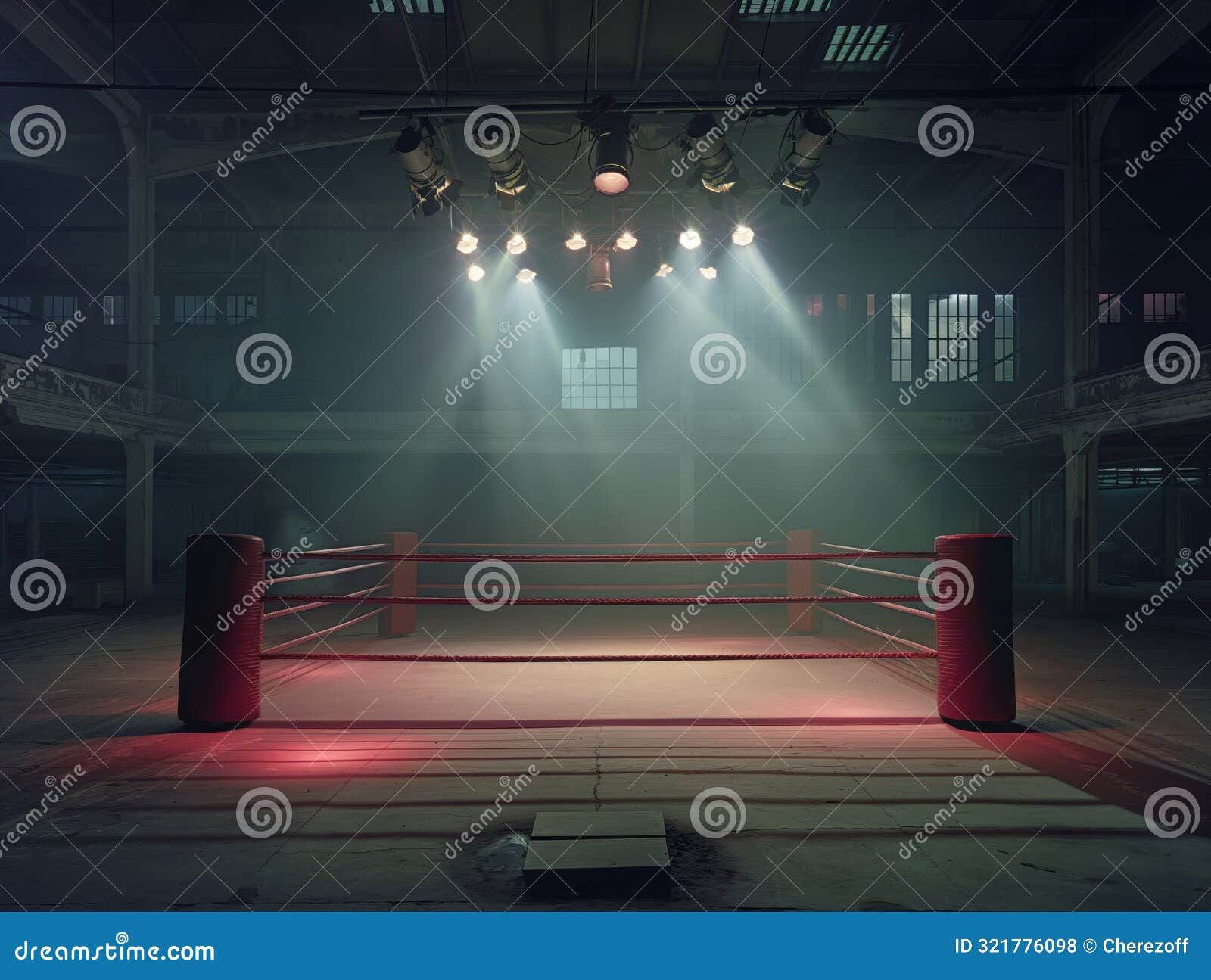 Abandoned Boxing Ring Under Dramatic Lighting Stock Photo - Image of ...