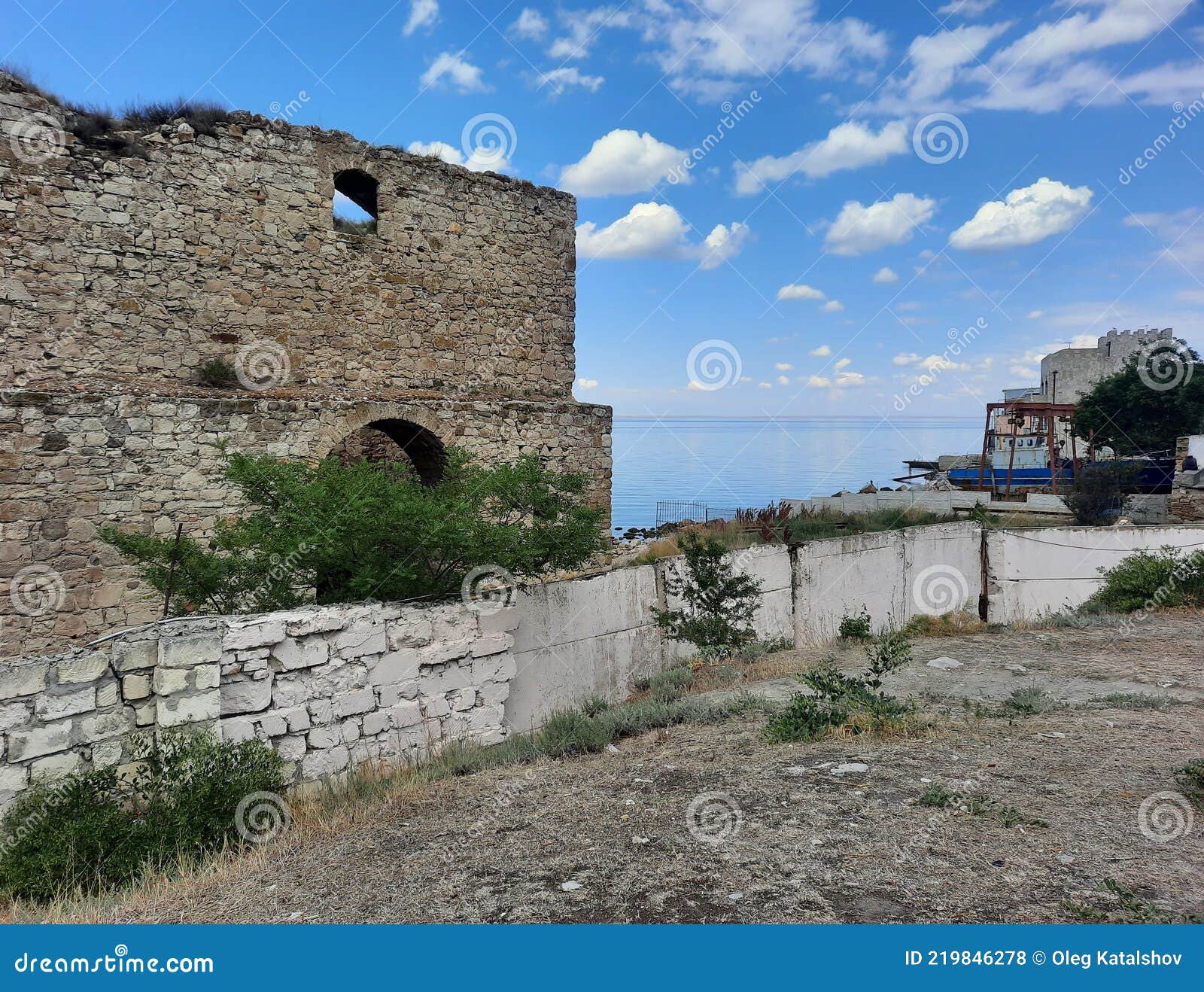 Abandoned Brick Docks Overgrown with Moss. an Ancient Ruined Building ...