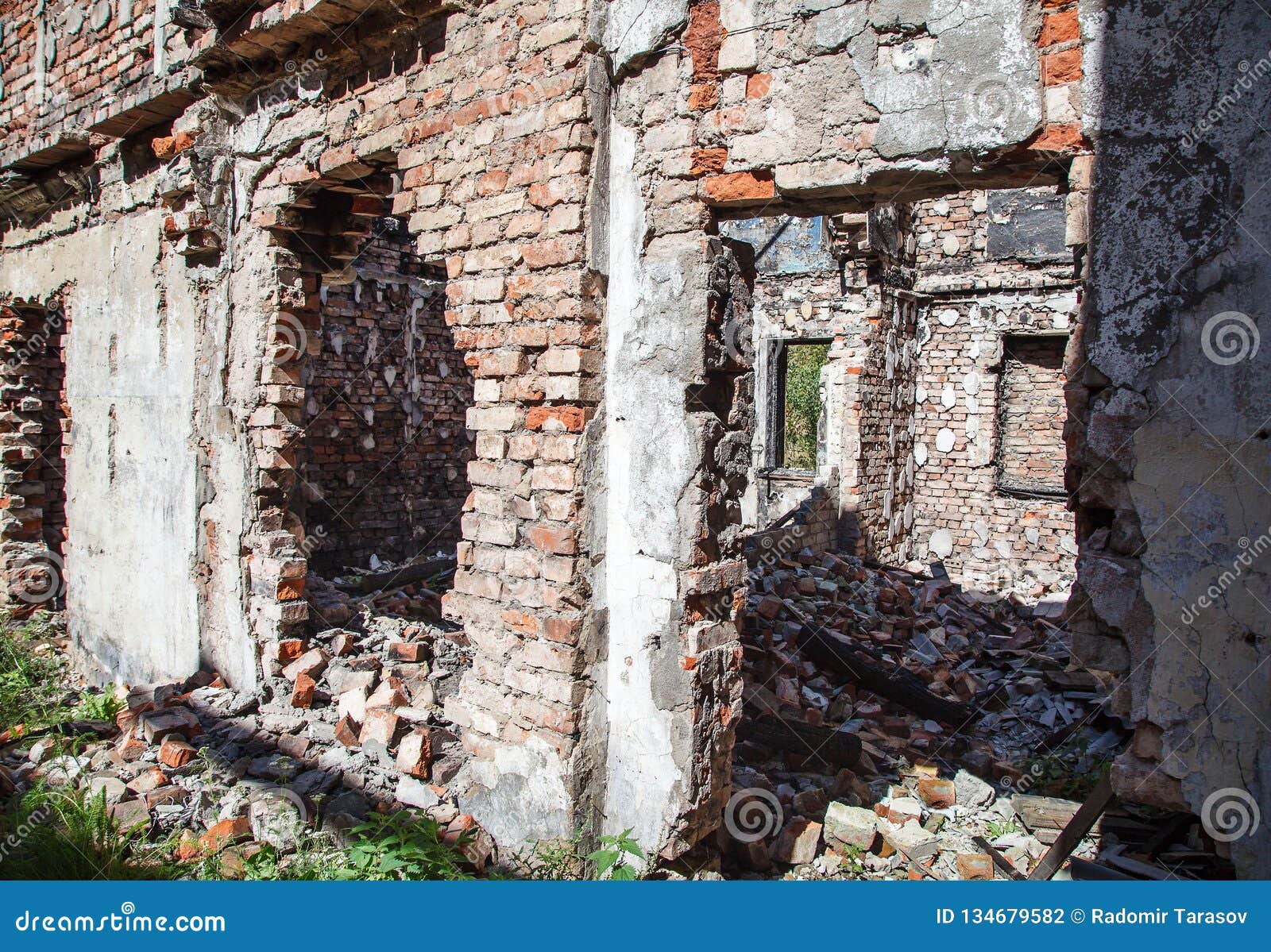 Abandoned Brick House from the Inside Stock Photo - Image of background ...