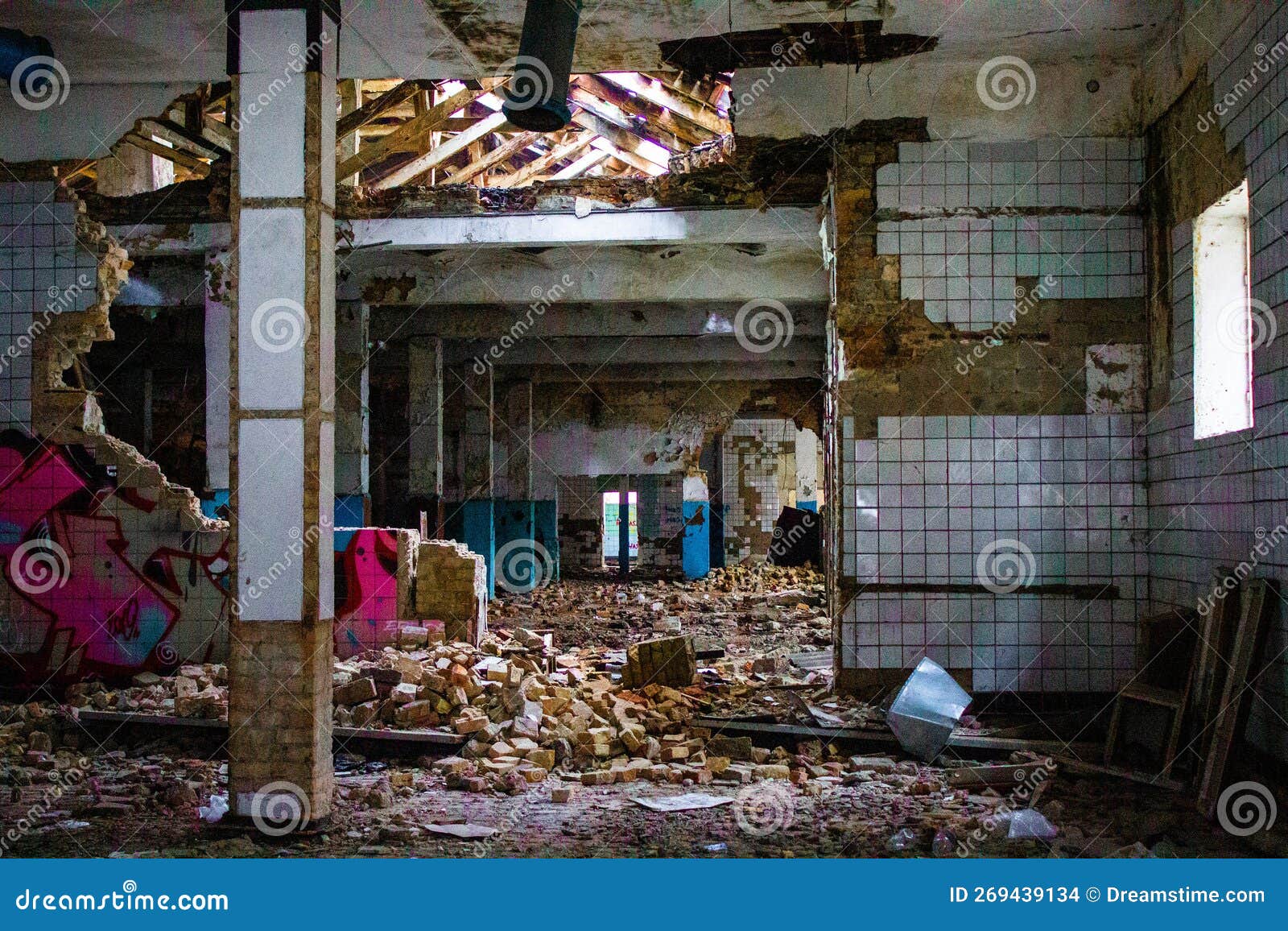 Abandoned and Broken Building in the City Stock Photo - Image of grey ...
