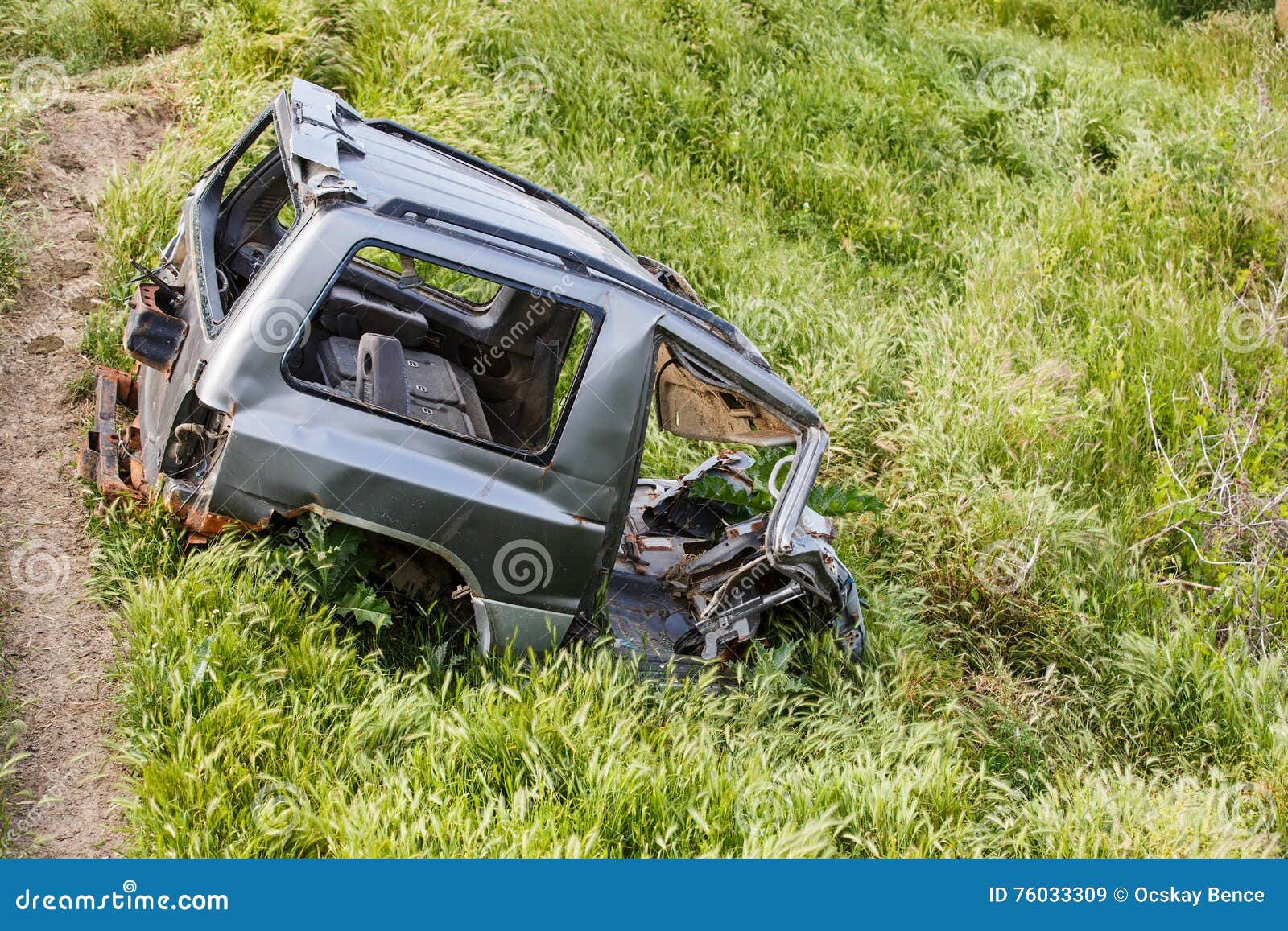 Abandoned broken car stock image. Image of destroyed - 76033309