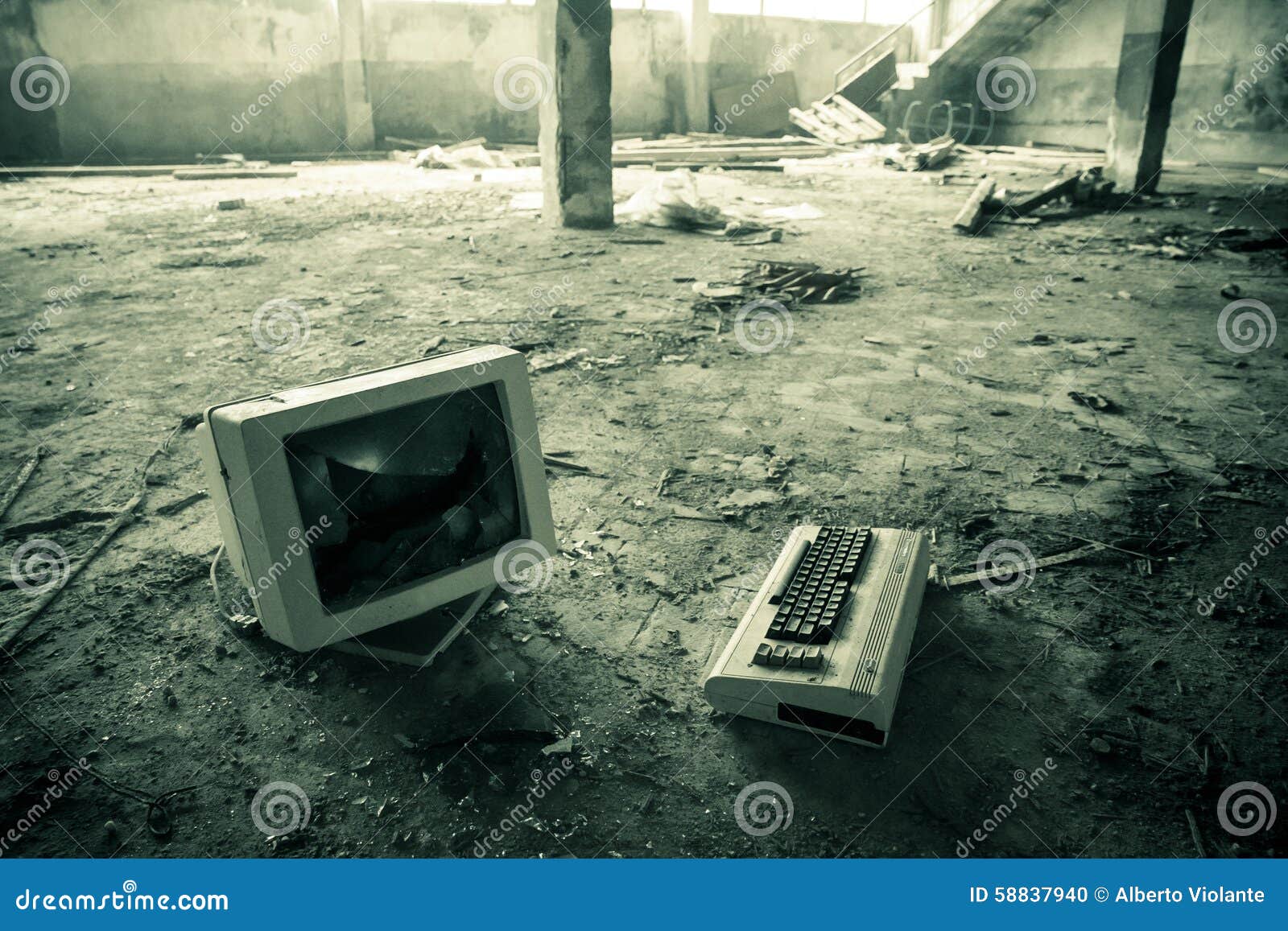 Abandoned Broken Computer in a Factory Stock Photo - Image of computer ...