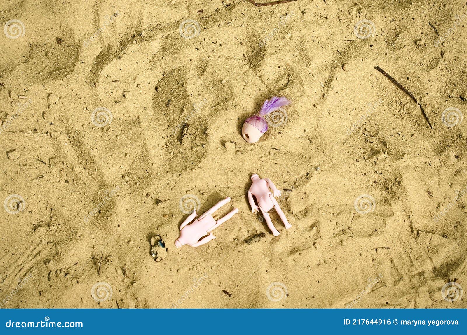 An Abandoned Broken Doll on the Sand Stock Photo - Image of heat ...