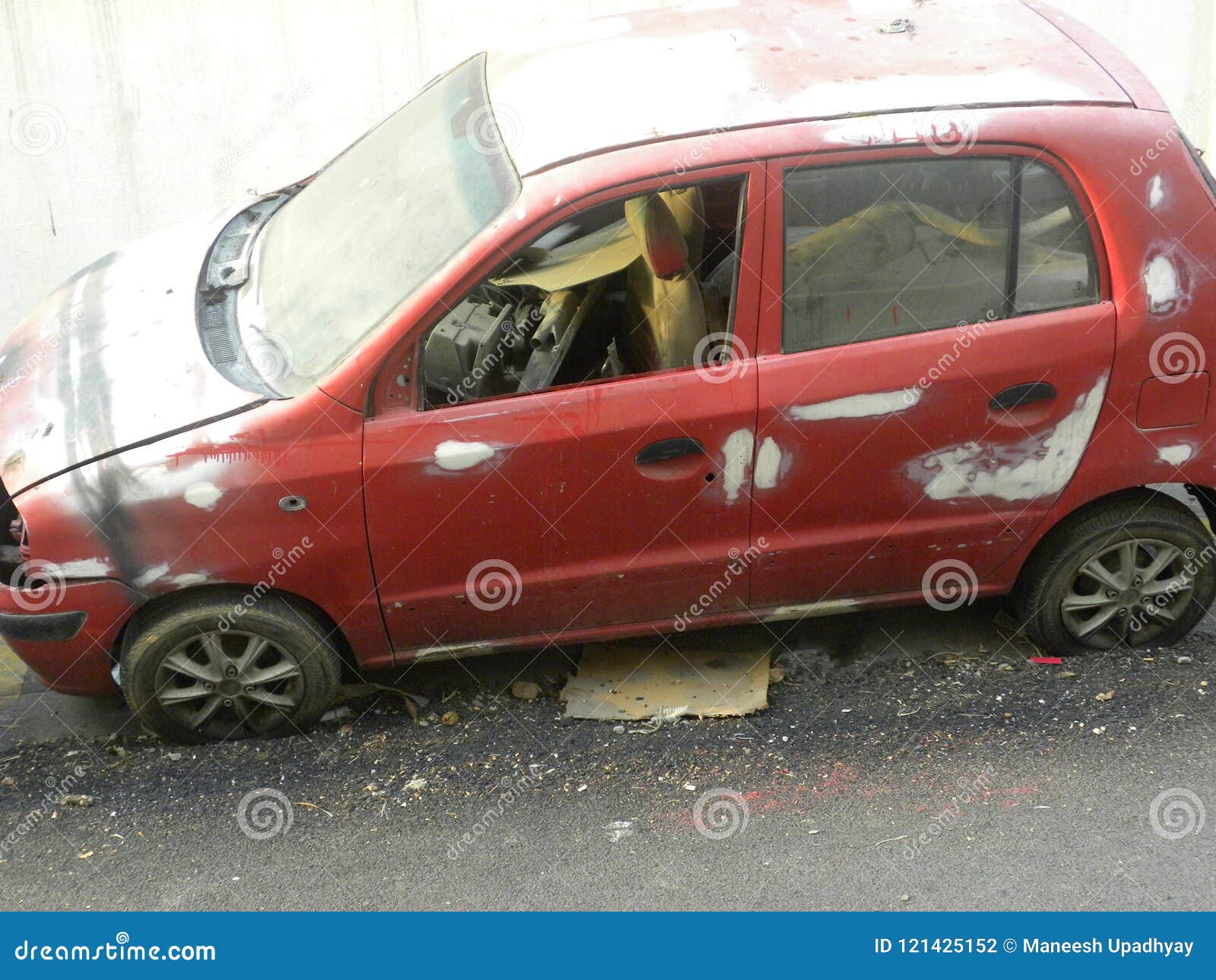 Abandoned Broken Down Red Color Car Stock Photo - Image of cars, crash ...