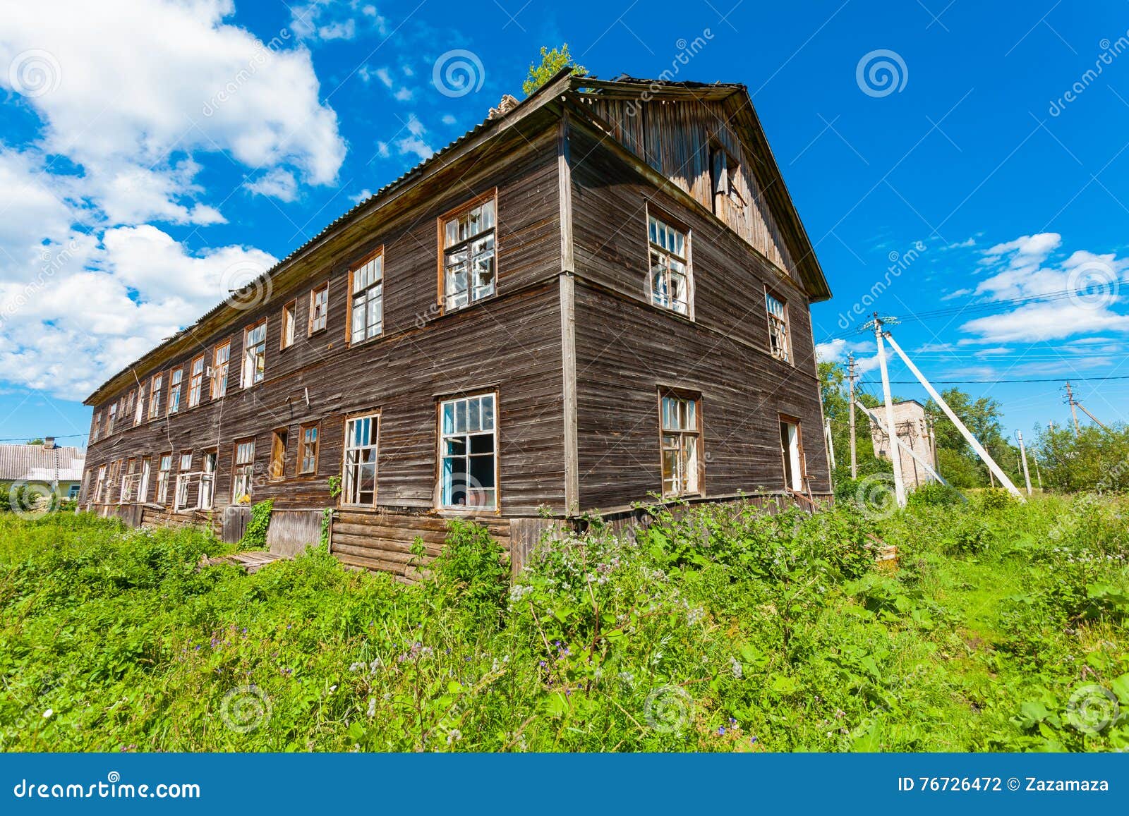 Abandoned and Broken Old Two-storey House after the Fire Stock Photo ...