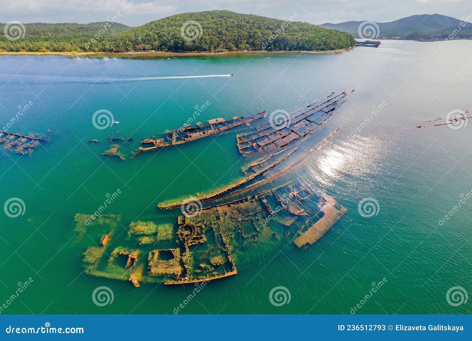 Abandoned Broken Shipwreck Sticking Out of the Sea Stock Image - Image ...