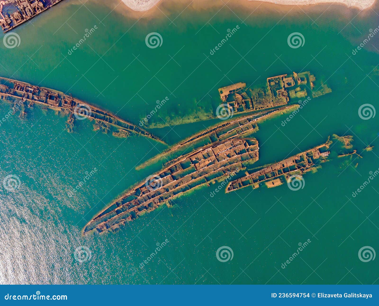 Abandoned Broken Shipwreck Sticking Out of the Sea Stock Photo - Image ...