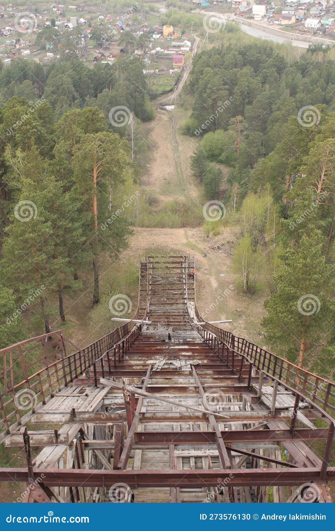 Abandoned Broken Springboard Stock Photo - Image of river, forest ...