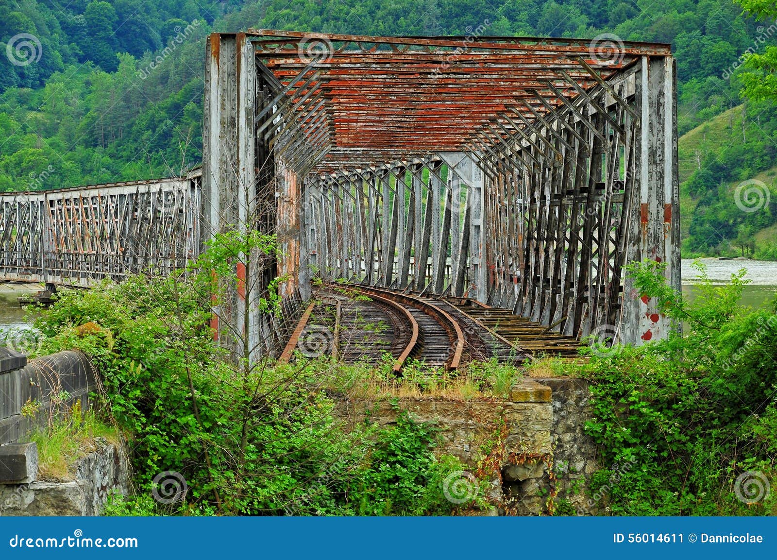 Abandoned Broken Train Bridge in Carpathians Mountains Stock Image ...