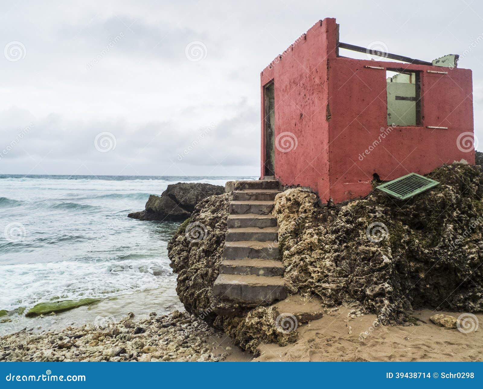 Abandoned Building on Beach Stock Photo - Image of building, waves ...