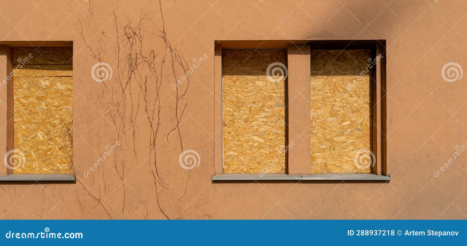 Abandoned Building with Boarded Up Windows, Old House Texture ...