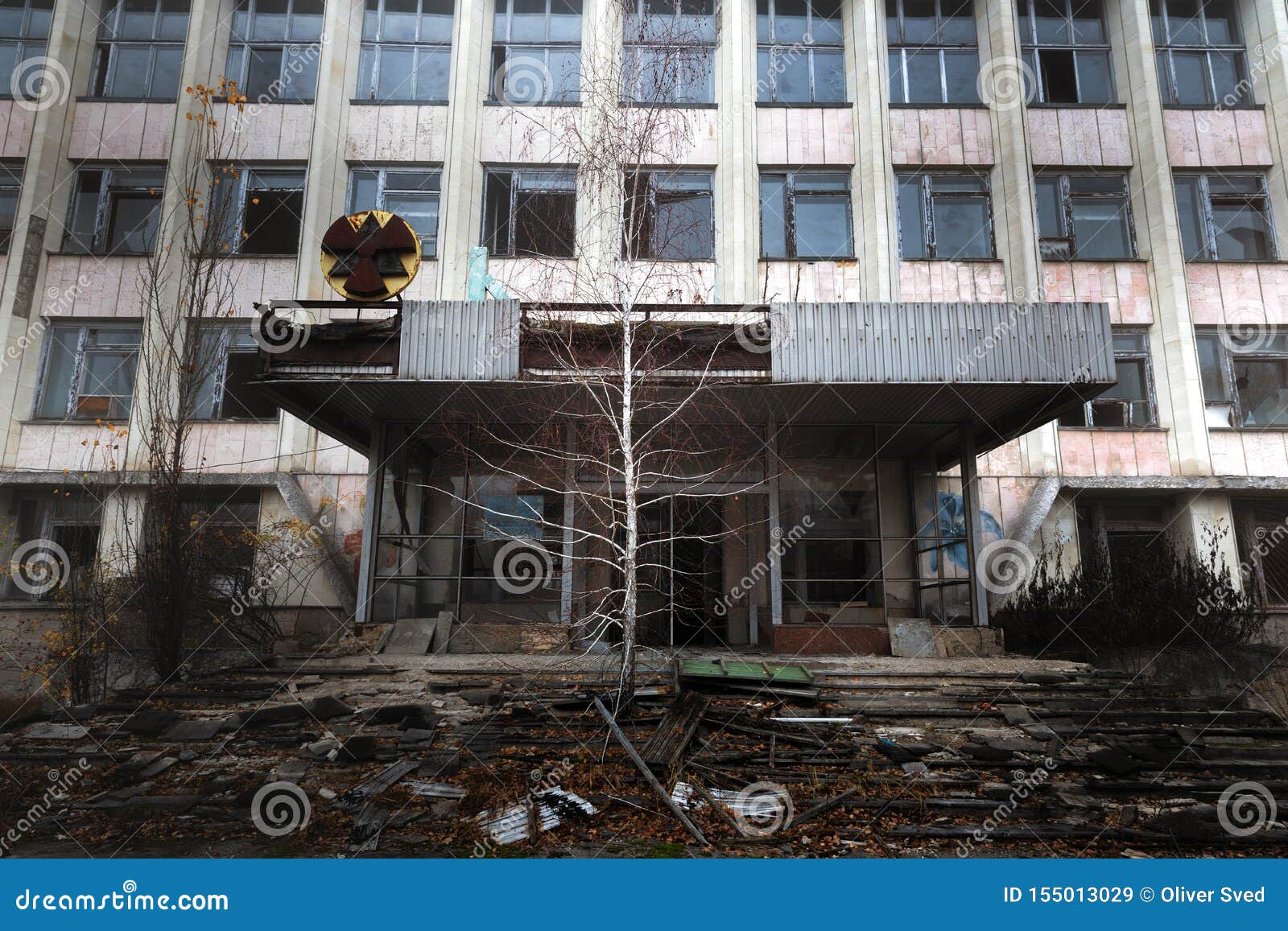 Abandoned Building in Chernobyl with Tree Growing from the Stairs Stock ...