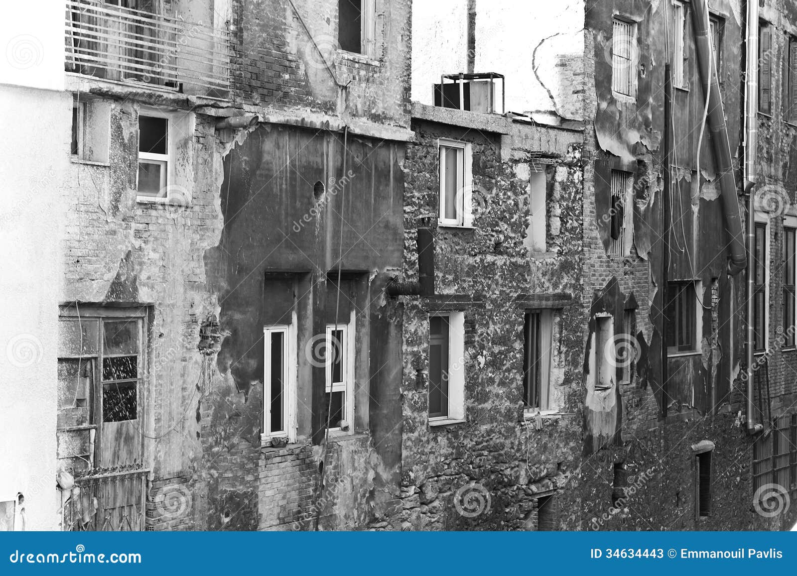 Close-up of Poor Homes at a Deprived Area of Piraeus, Greece. Stock ...