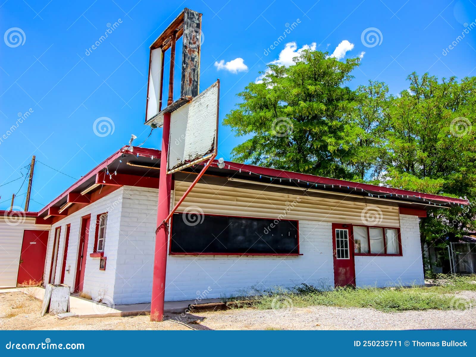 Abandoned Building in Disrepair with Empty Signage Stock Image - Image ...
