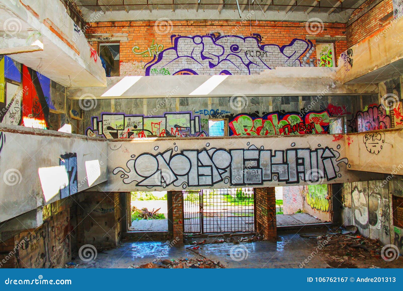 Abandoned Building with Graffiti Stock Image - Image of city, messy ...
