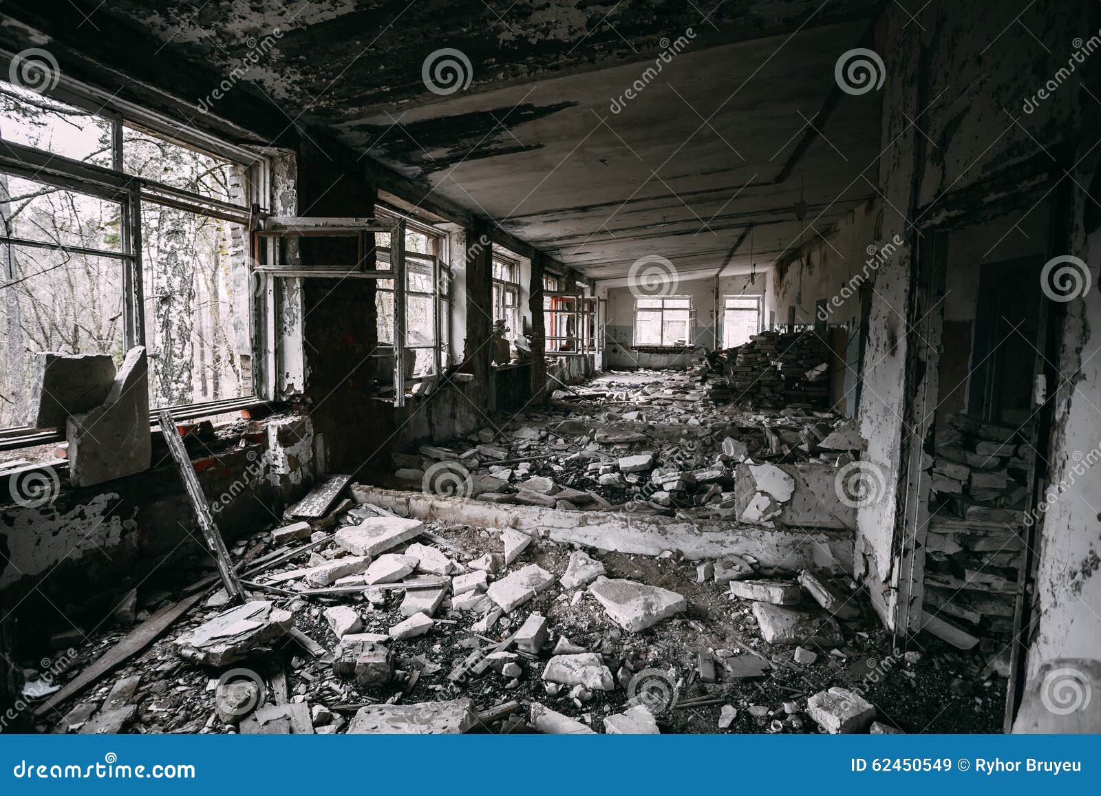 Abandoned Building Interior. Chernobyl Disasters Stock Image - Image of ...