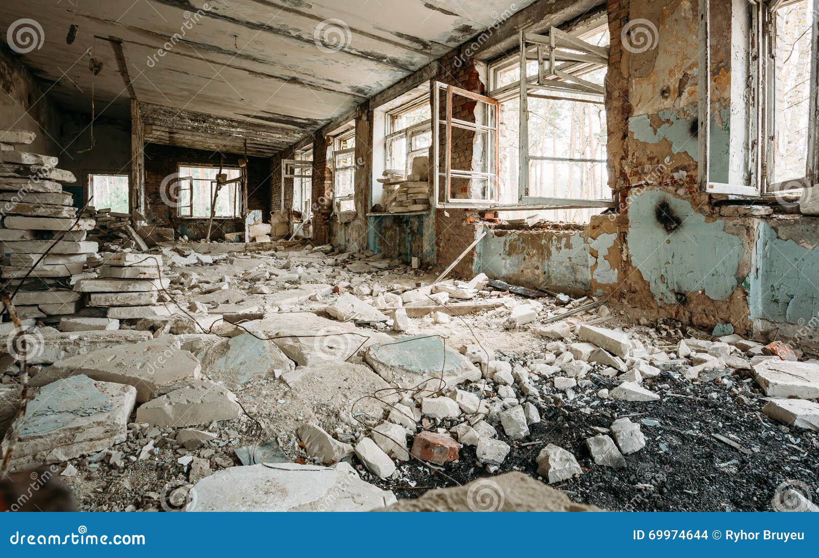 Abandoned Building Interior. Chernobyl Disasters Stock Photo - Image of ...