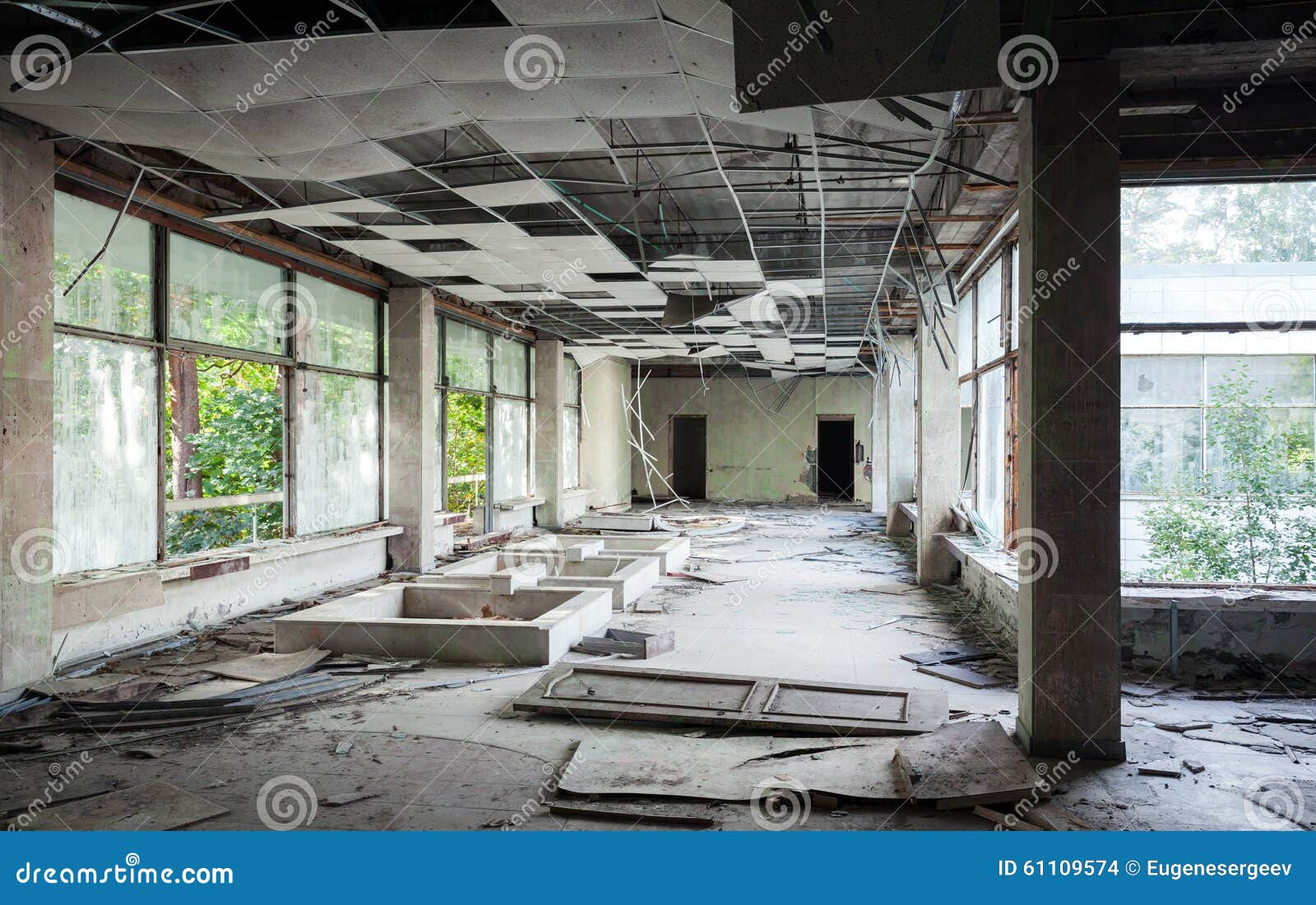 Abandoned Building Interior. Empty Hall View Stock Photo - Image of ...